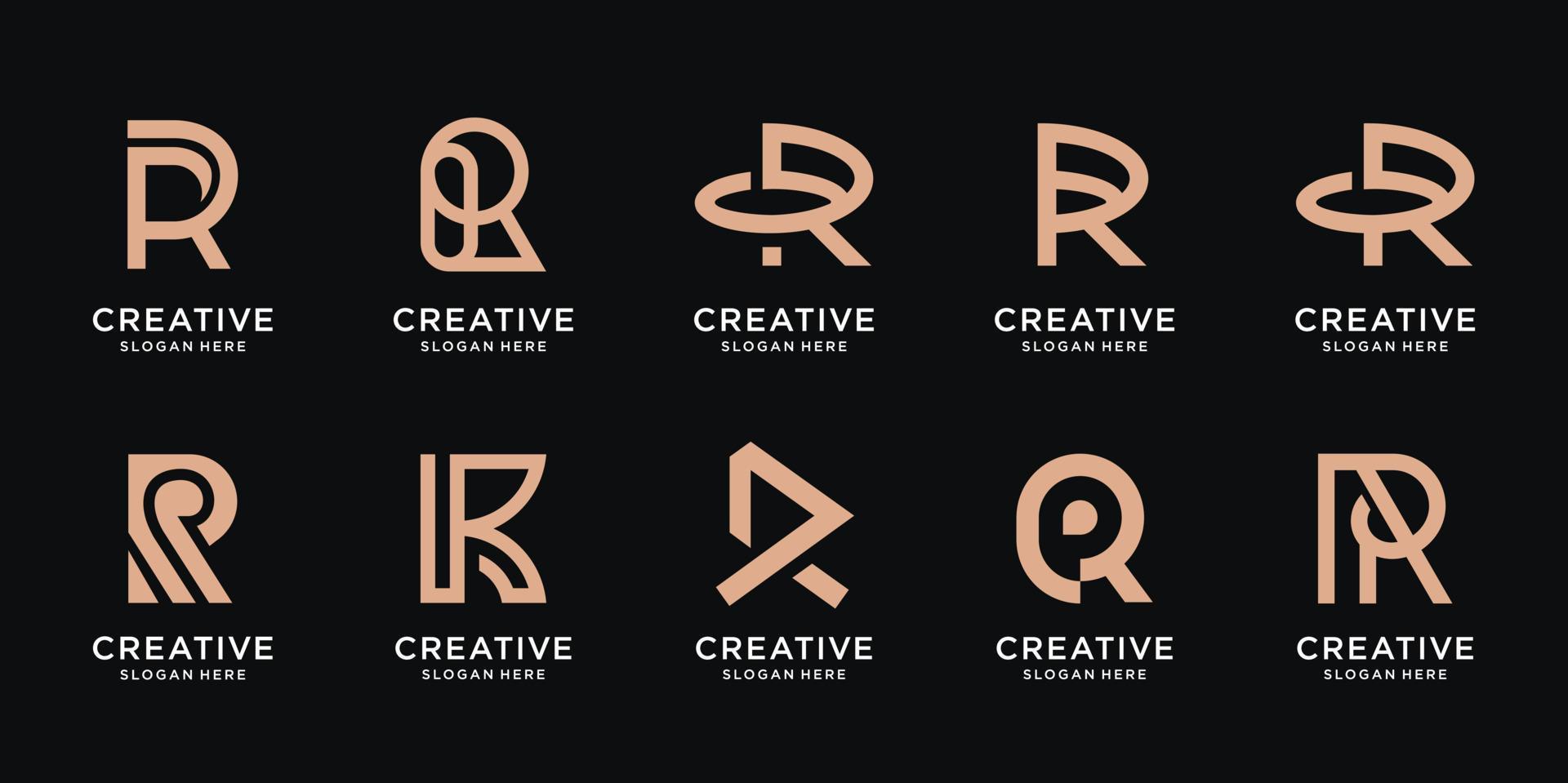 Set of abstract monogram letter R logo template. icons for business ... Set of abstract monogram letter R logo template. icons for business ...