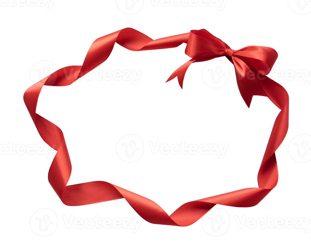 Oval Red Ribbon Frame With Bow Isolated 16586597 Png