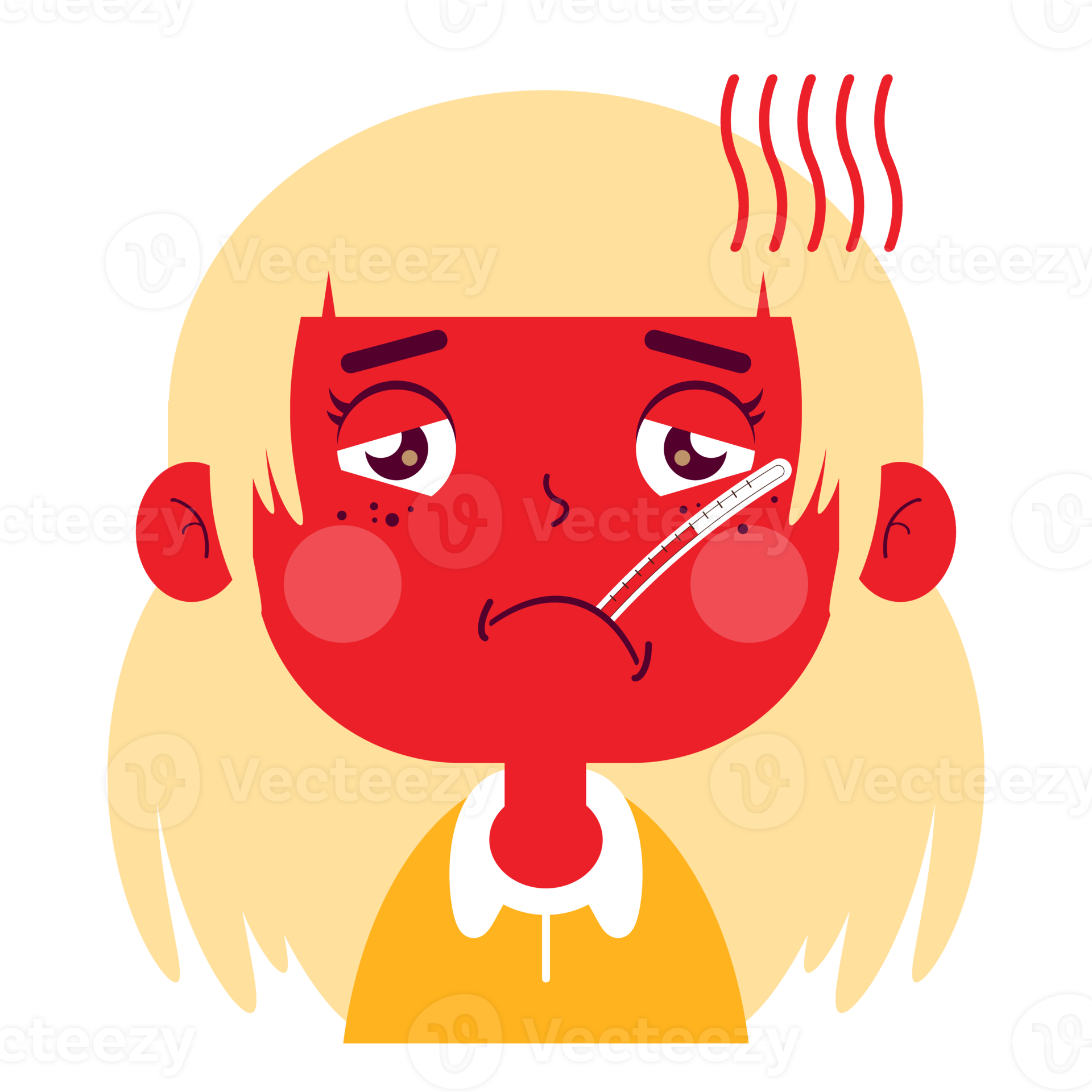 girl sick face cartoon cute 16587293 PNG
