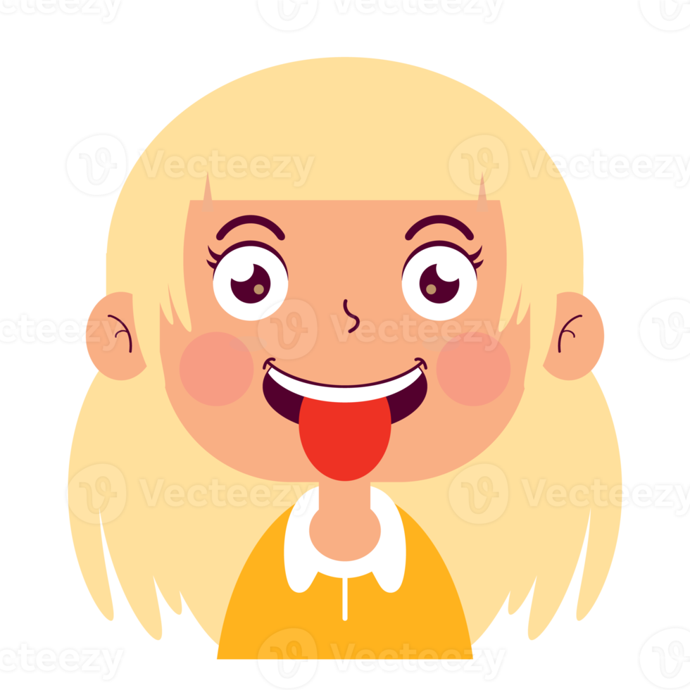 Girl Playful Face Cartoon Cute 16587451 Png