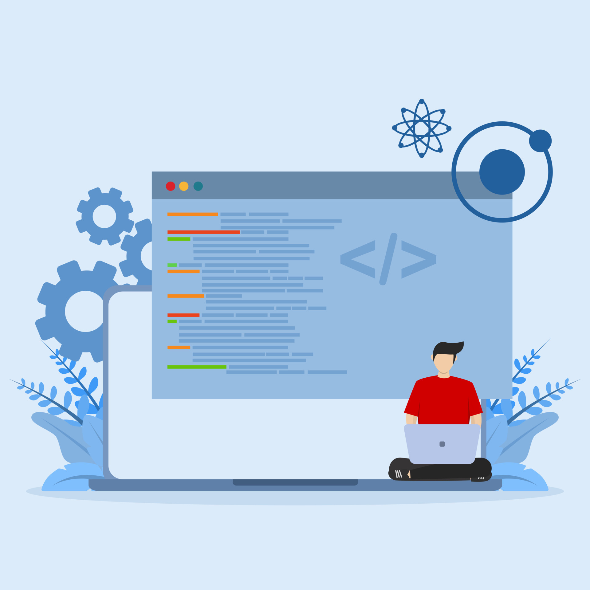 men do marketing research, work with code and scripts, setup and ...