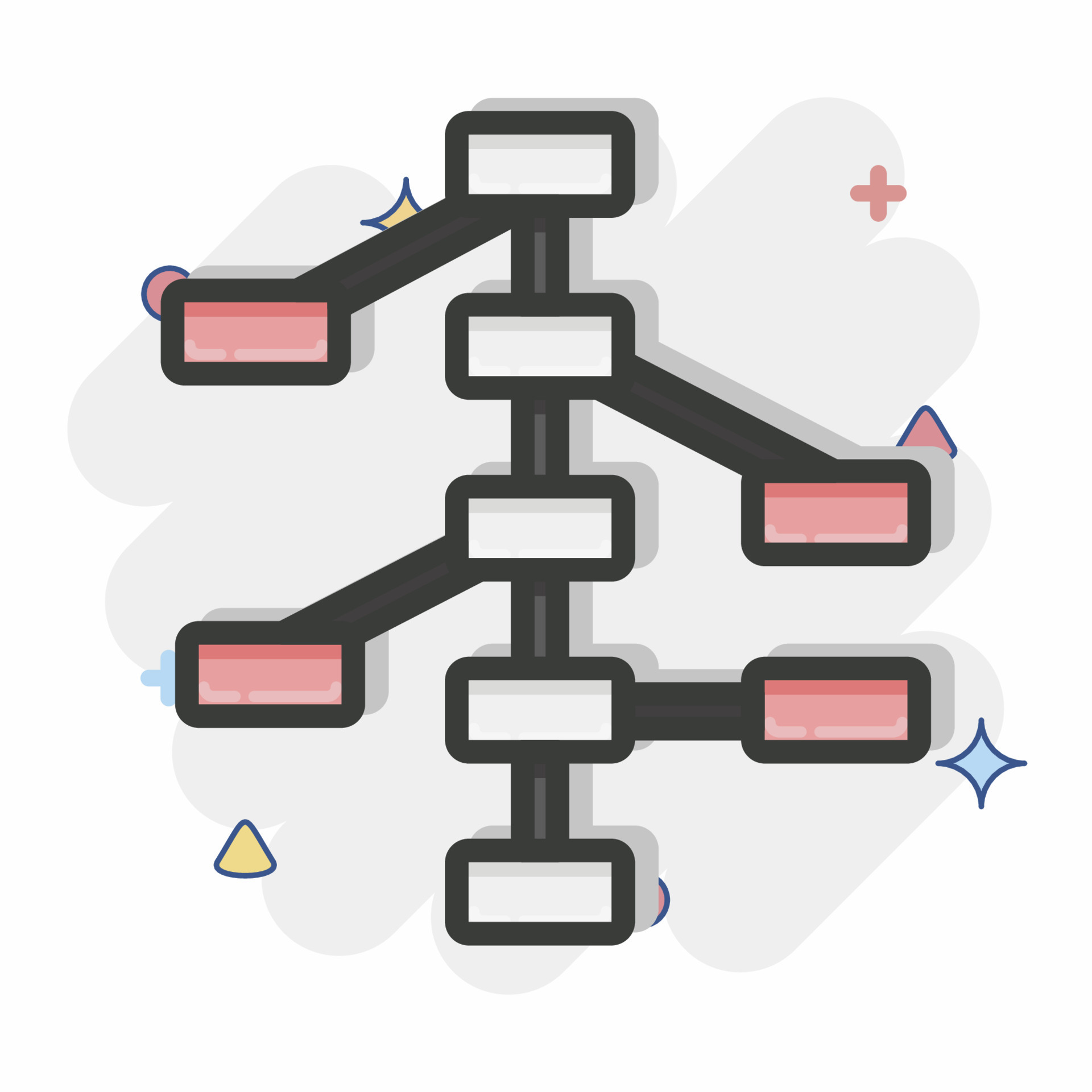 Icon Decision Trees. related to Machine Learning symbol. Comic Style ...