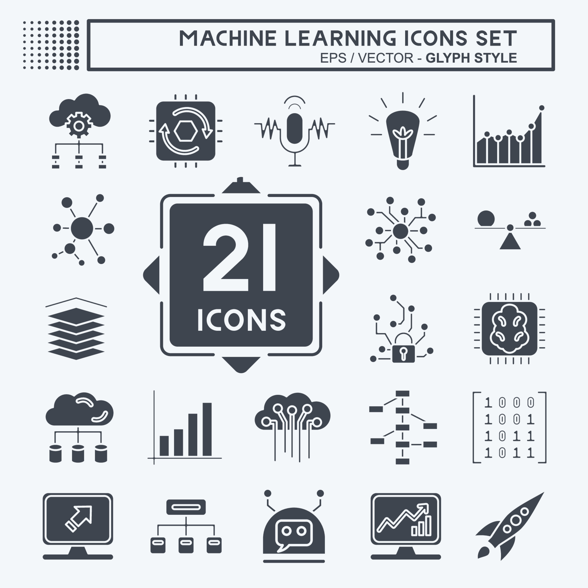 Icon Set Machine Learning. related to Machine Learning symbol. glyph ...
