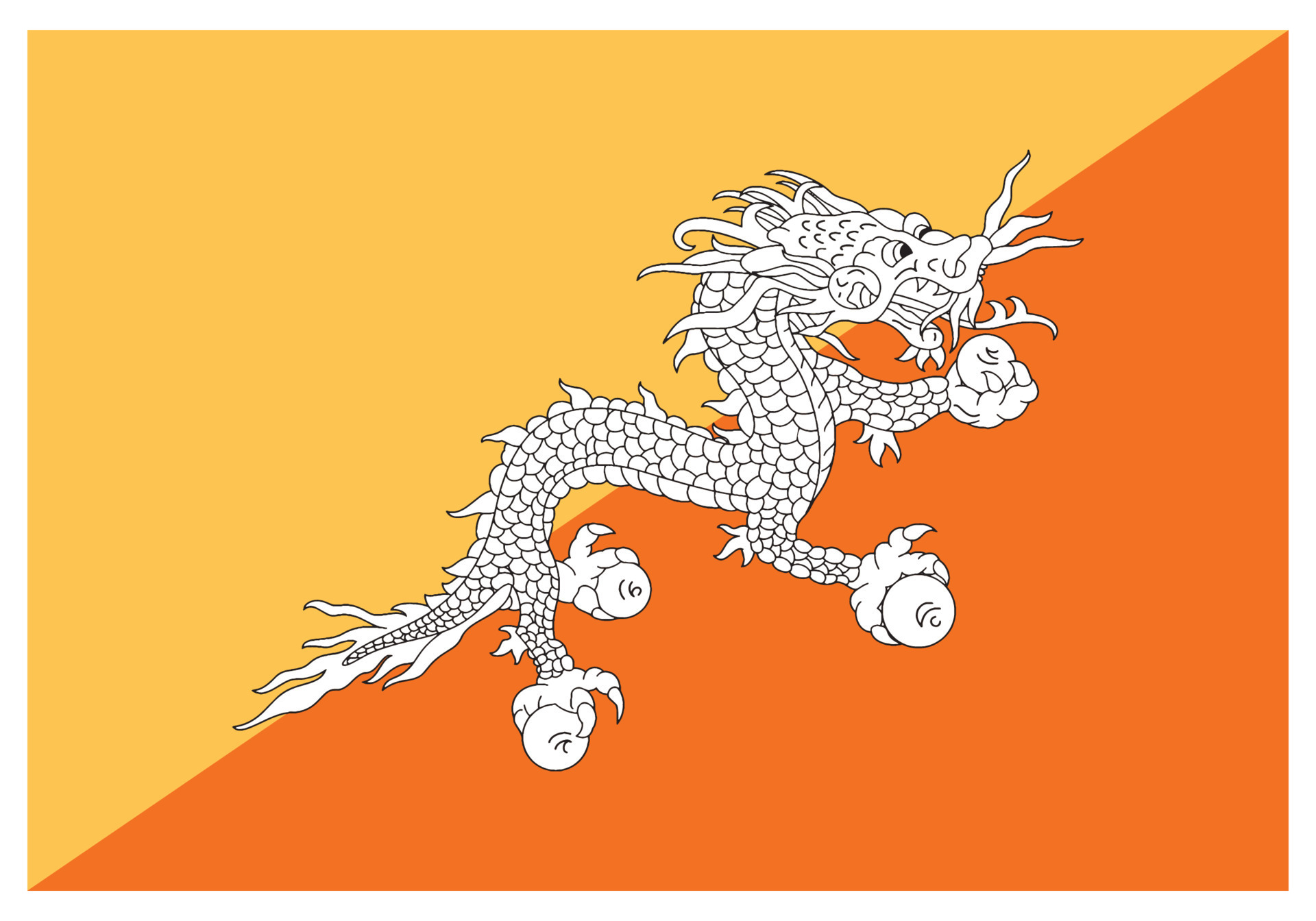 National flag of Bhutan - Flat color icon. 16592117 Vector Art at Vecteezy