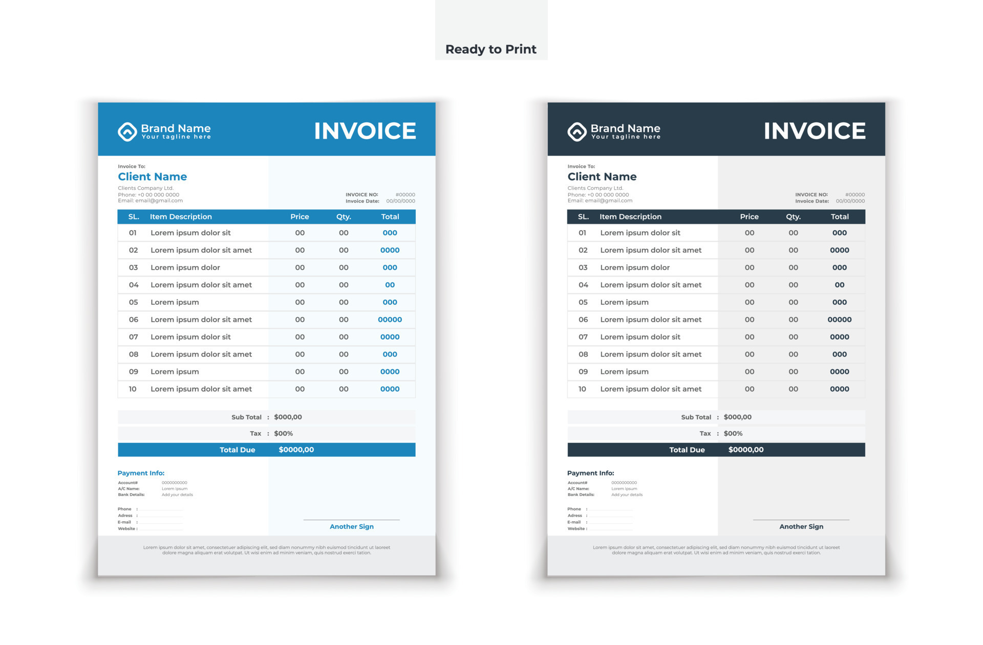 Invoice Template Design In Minimal Style 16592473 Vector Art At Vecteezy