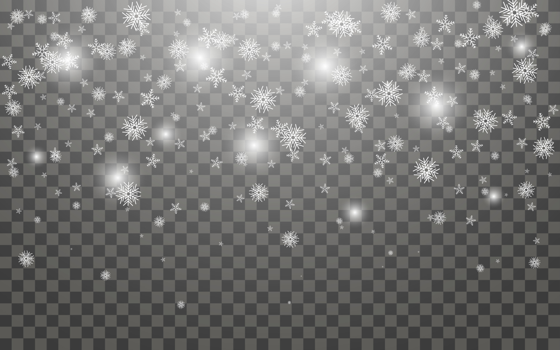 Snowfall and falling snowflakes on dark transparent background. White ... Snowfall and falling snowflakes on dark transparent background. White ...