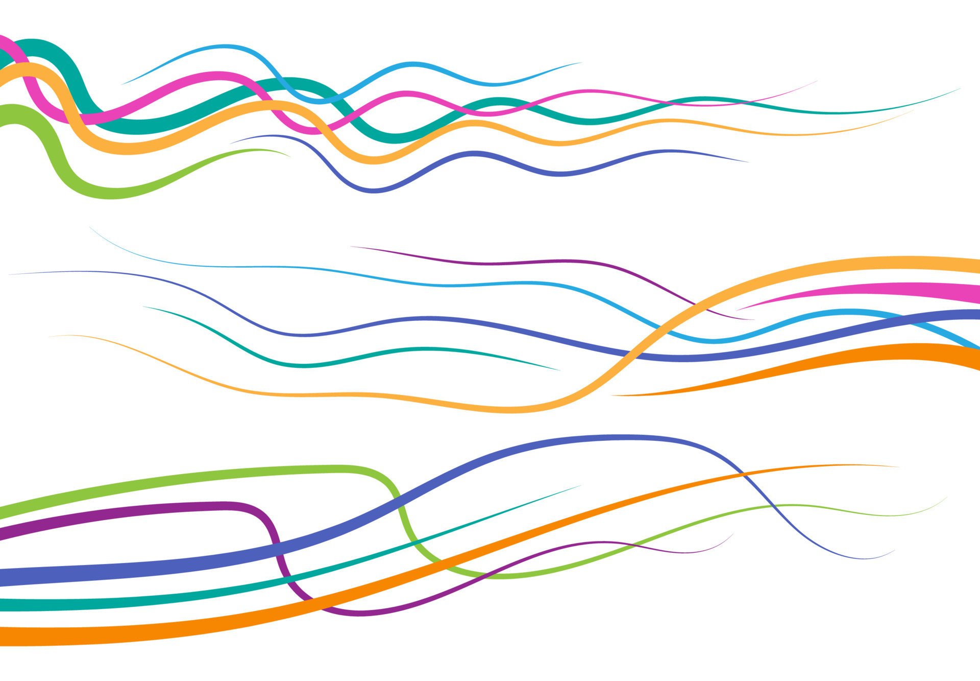 Set Of Abstract Color Curved Lines Wave Design Element Vector