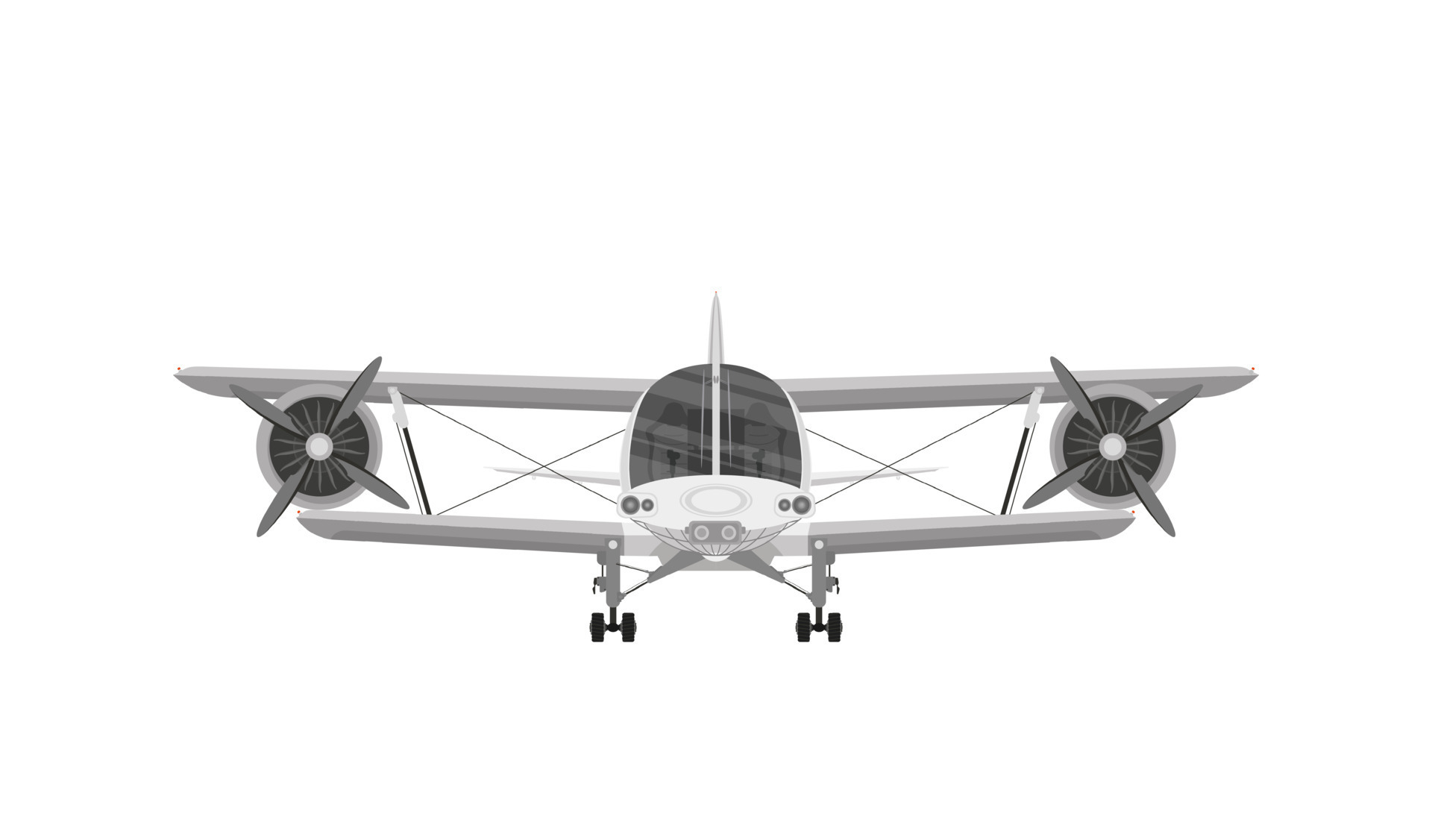 Biplane. Retro airplane illustration. Vintage plane front view ... Biplane. Retro airplane illustration. Vintage plane front view ...