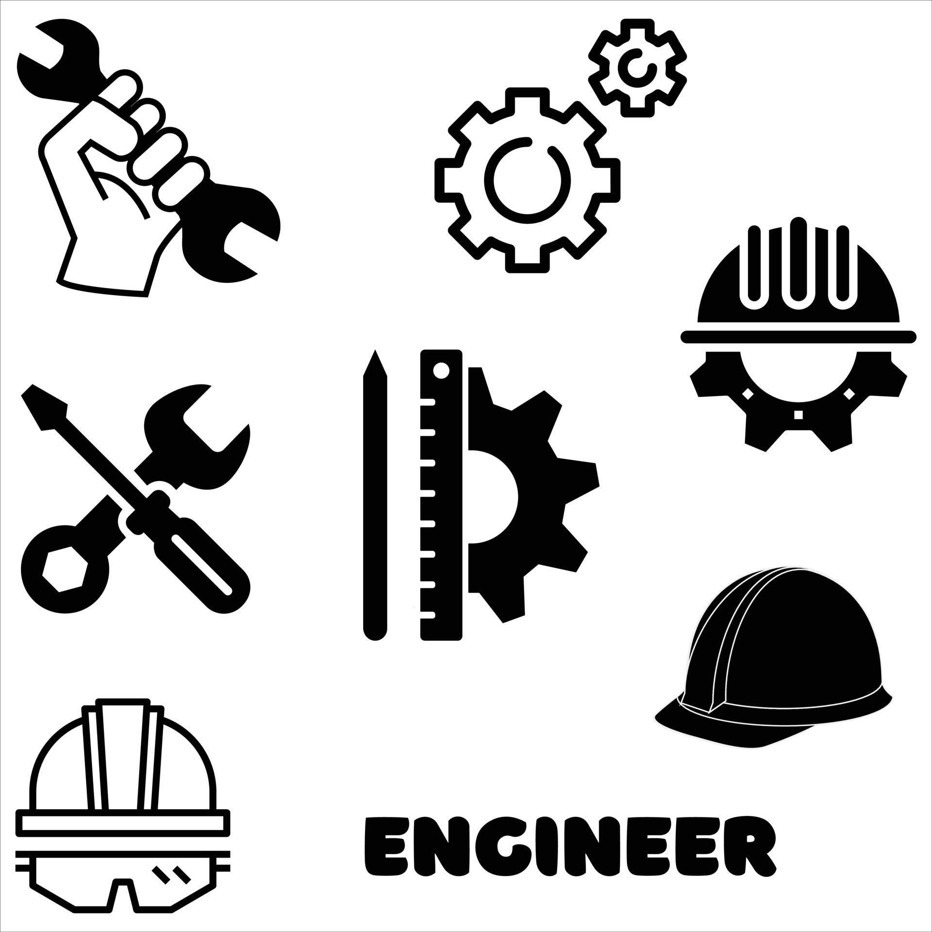 Engineering tools collection 16595062 Vector Art at Vecteezy