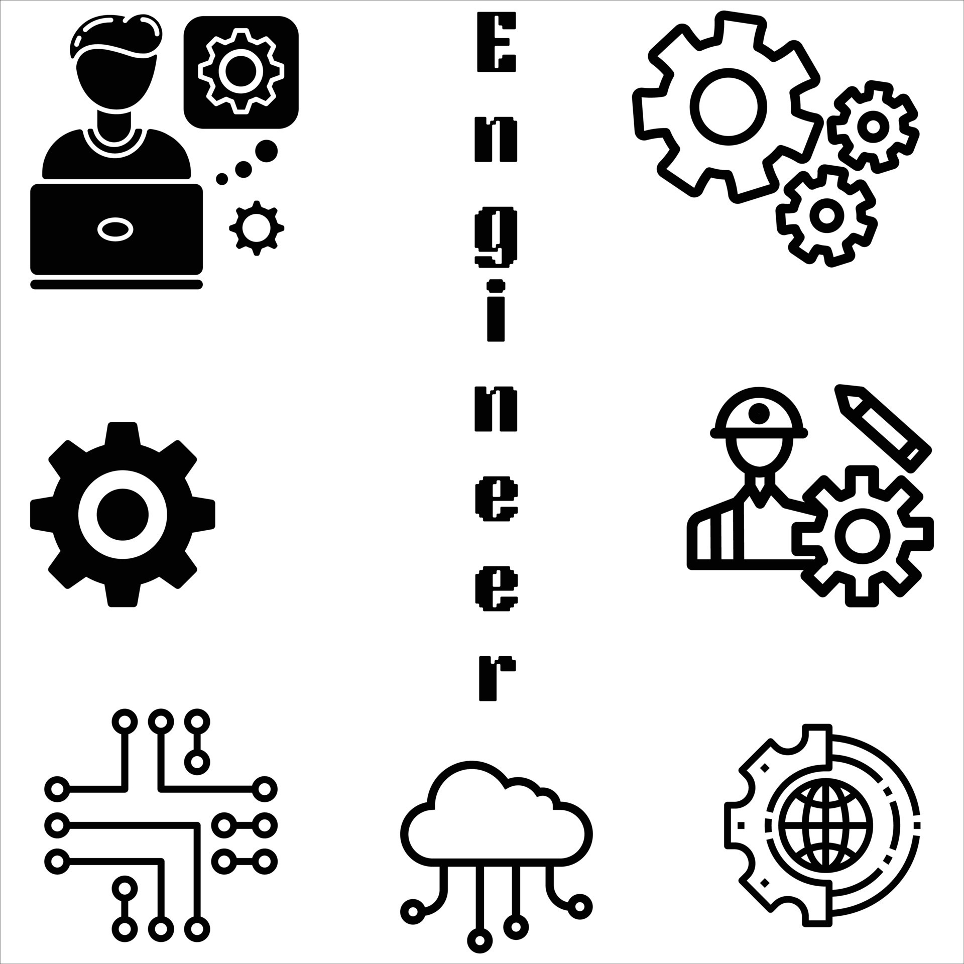 Engineering tools collection 16595066 Vector Art at Vecteezy