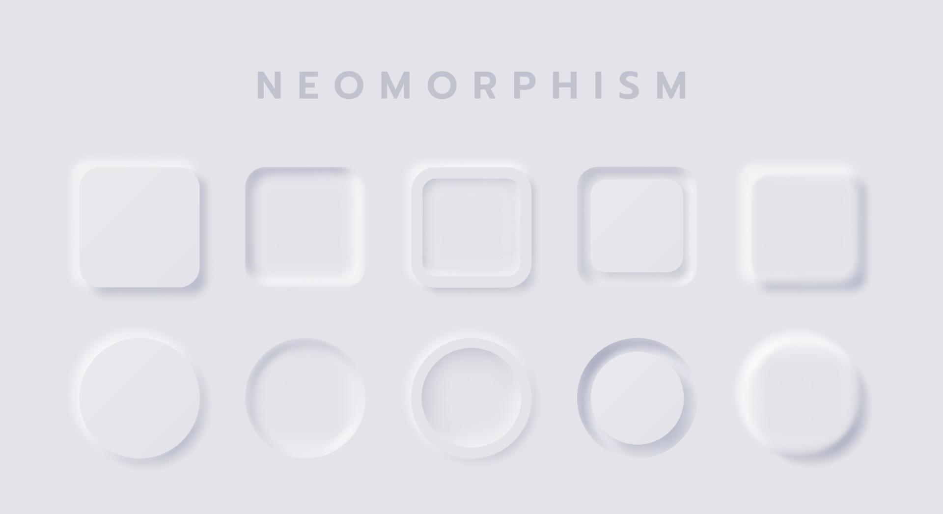 White button Neumorphism design elements vector set, Button and Element ...
