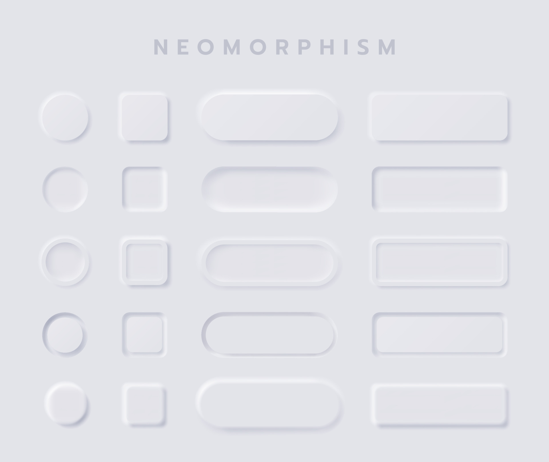 White Button Neumorphism Design Elements Vector Set Button And Element