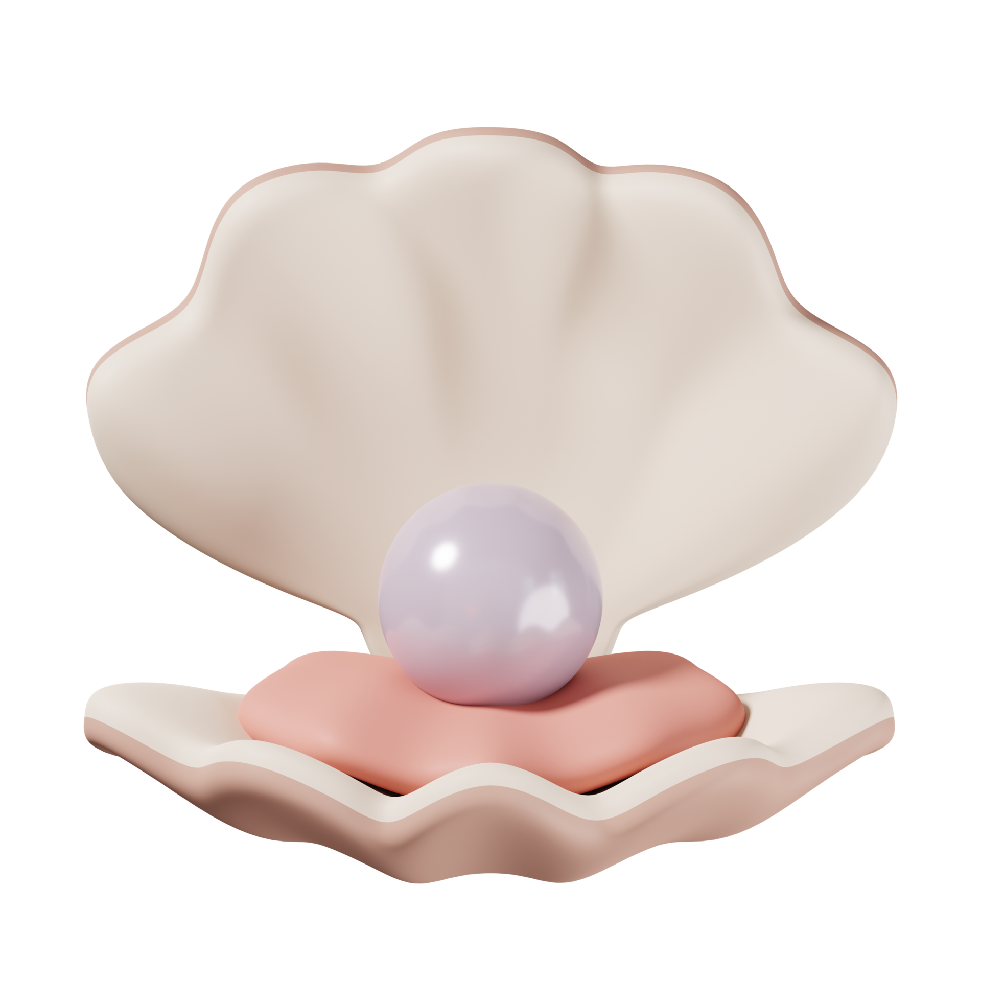 Pearl Inside Seashell Isolated 3d Render Of Sea And Beach Icon