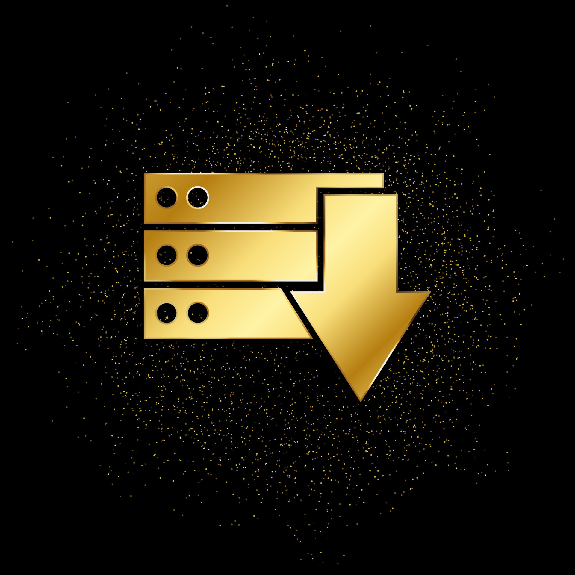 Database, server, down gold icon. Vector illustration of golden ...