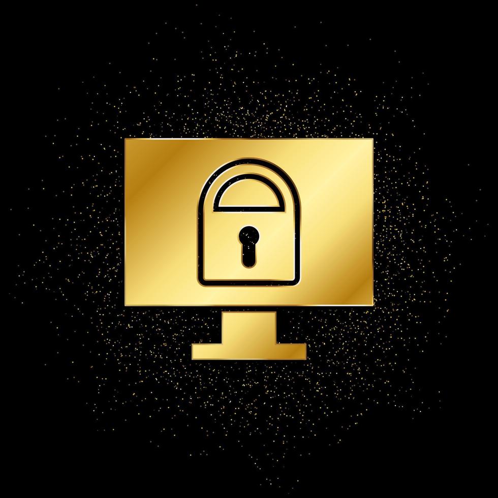 Database Server Clock Monitor Gold Icon Vector Illustration Of Golden Particle Background