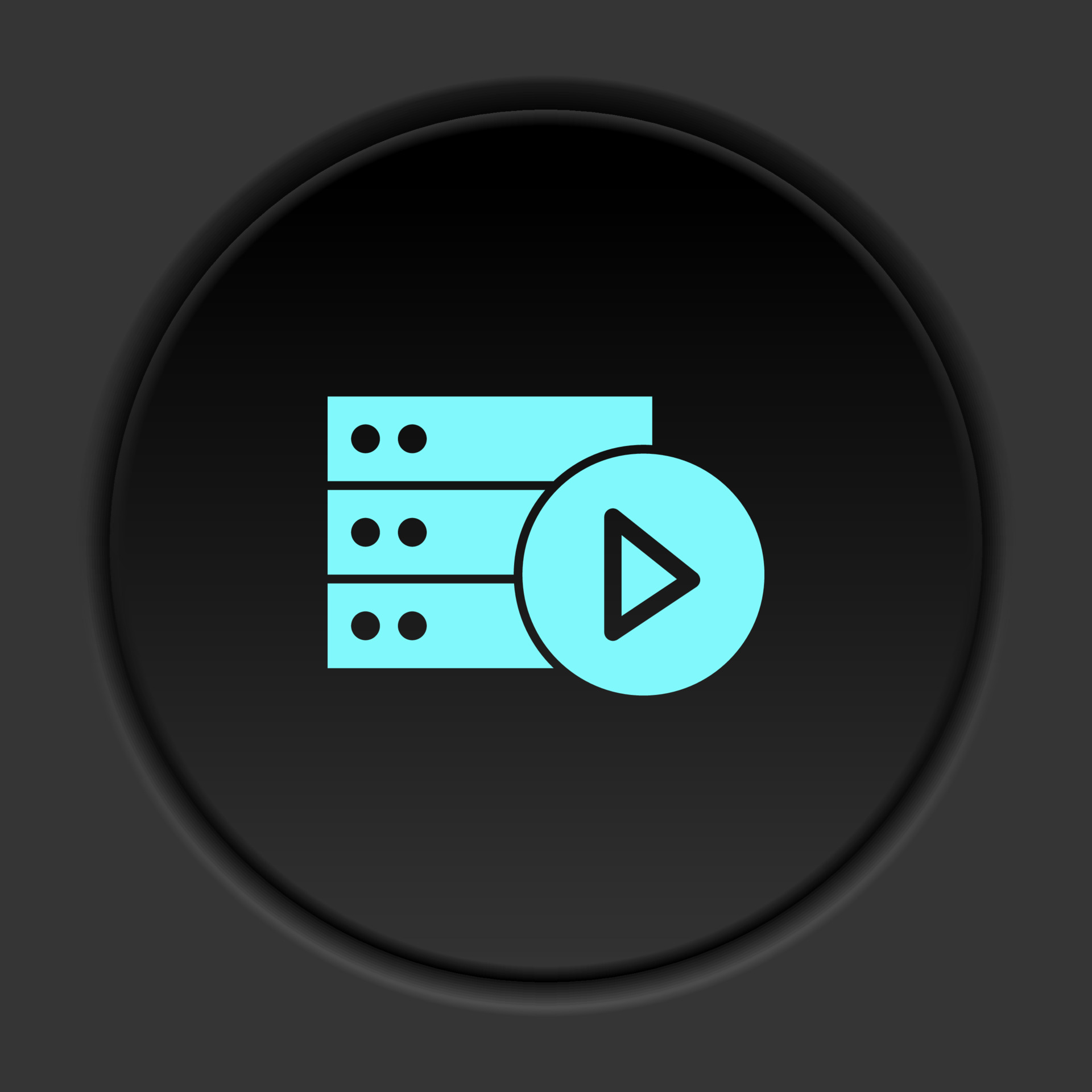 Round button icon, Database, server, play. Button banner round, badge interface for application ...