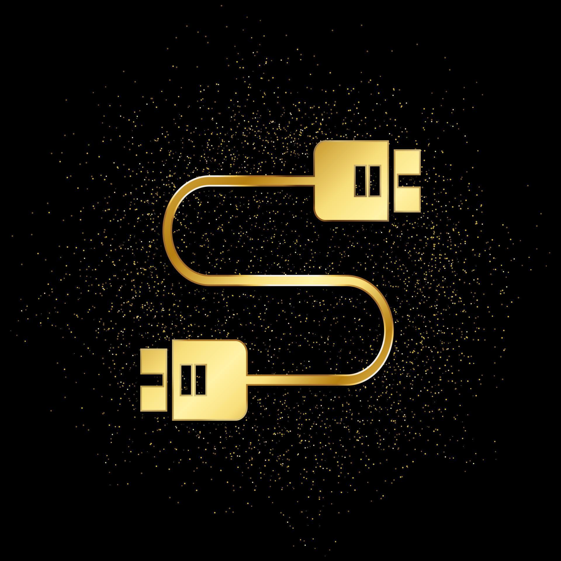 Database, server, plug in gold icon. Vector illustration of golden ...