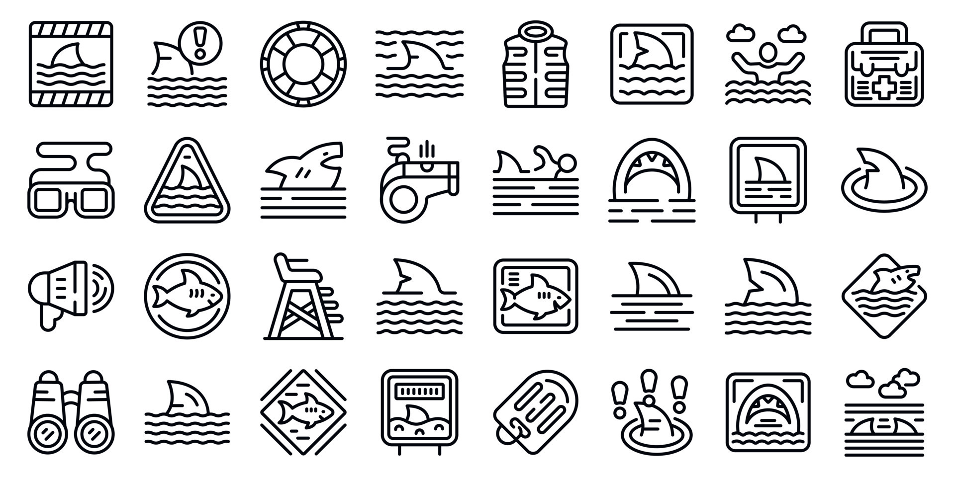 Beware the sharks icons set outline vector. Angry animal 16611148 ... Beware the sharks icons set outline vector. Angry animal 16611148 ...