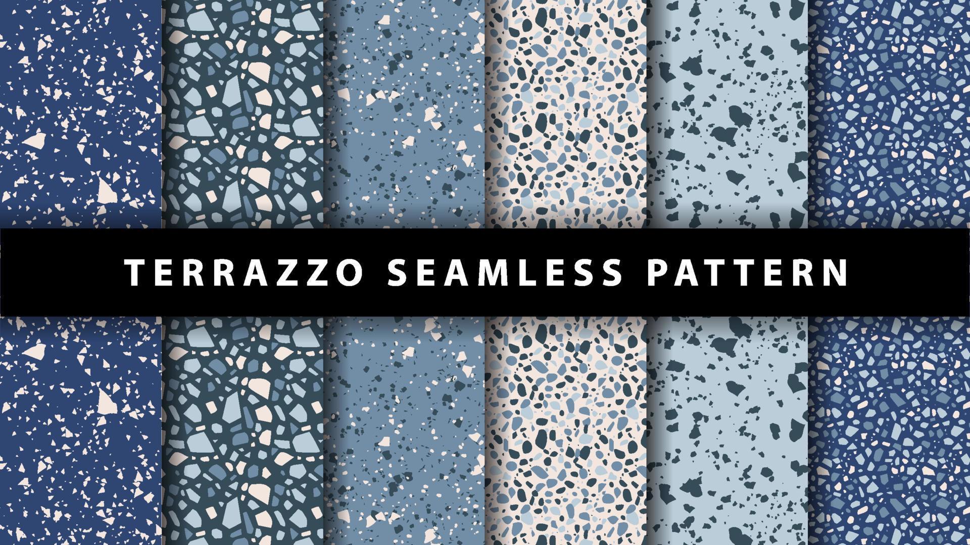 Set of terrazzo seamless patterns. Terrazzo floor pattern. Terrazzo seamless pattern. Collection ...