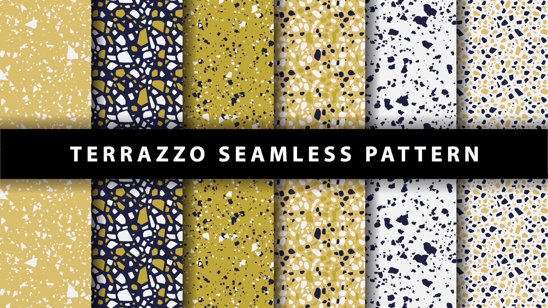 Set of terrazzo seamless patterns. Terrazzo floor pattern. Terrazzo seamless pattern. Collection ...
