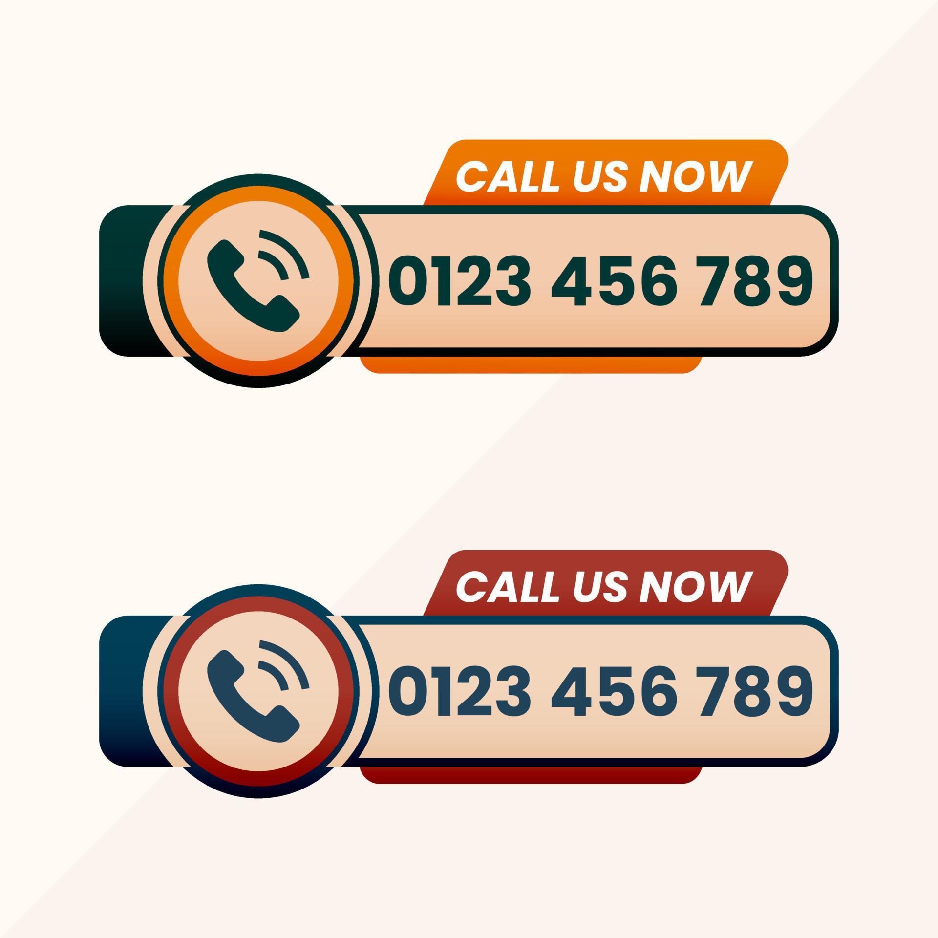 call us now button call sign with Phone number 16624949 Vector Art at ...
