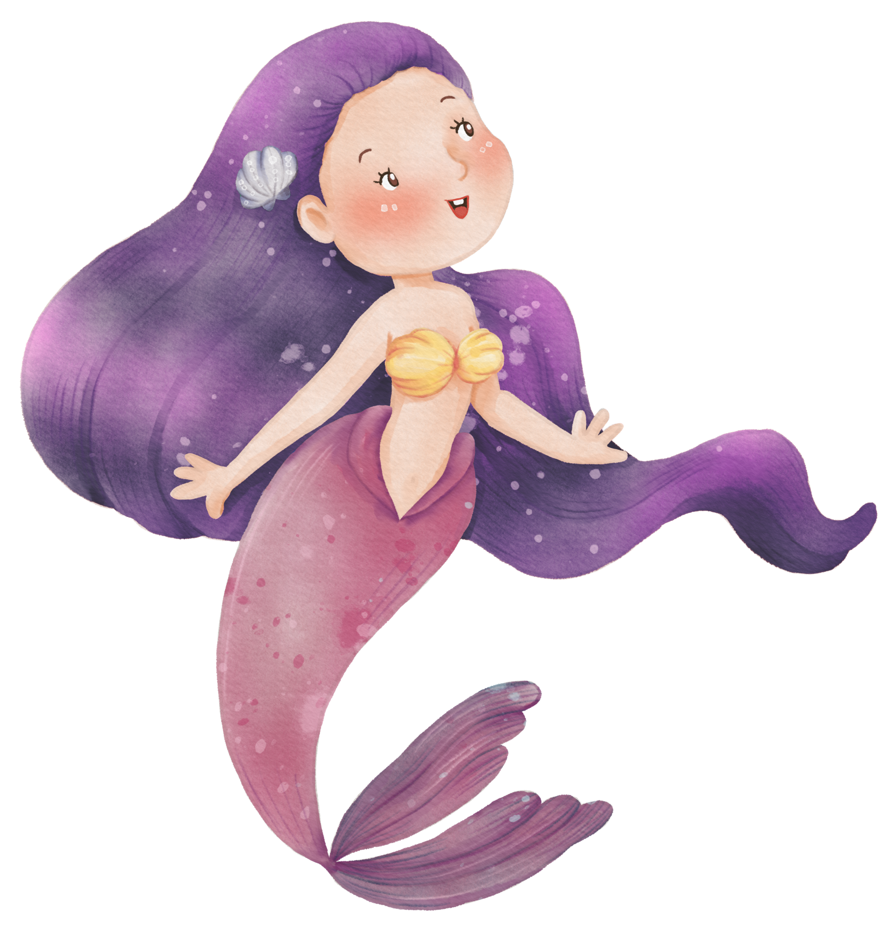 Watercolor Cute Mermaid Clipart Png 16625911 Png