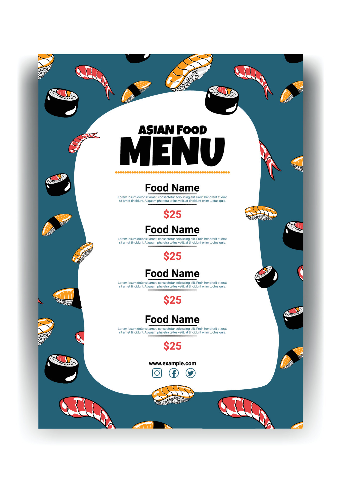 Asianfood restaurant menu card template 16626040 Vector Art at Vecteezy