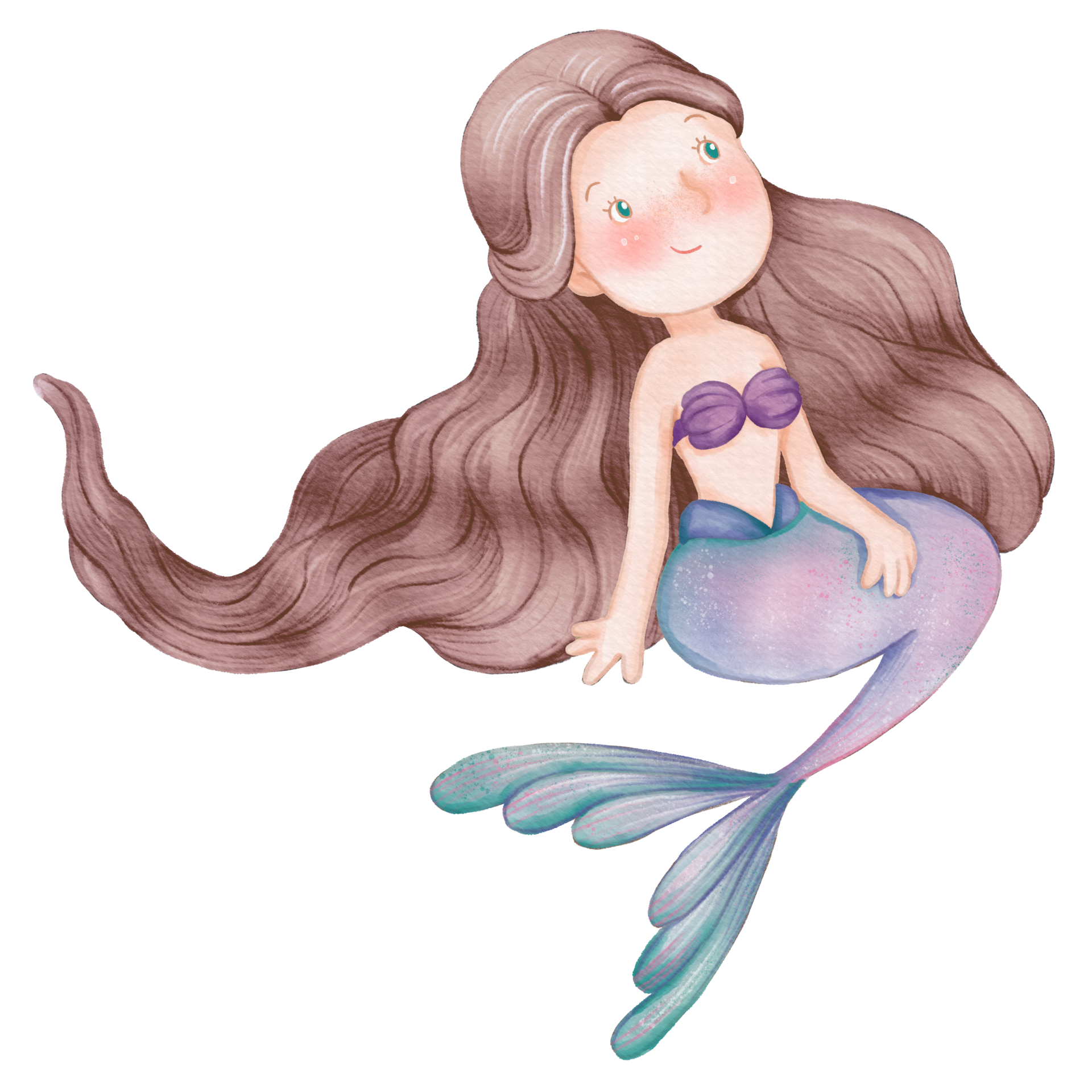 Watercolor Cute Mermaid Clipart, PNG 16626880 PNG