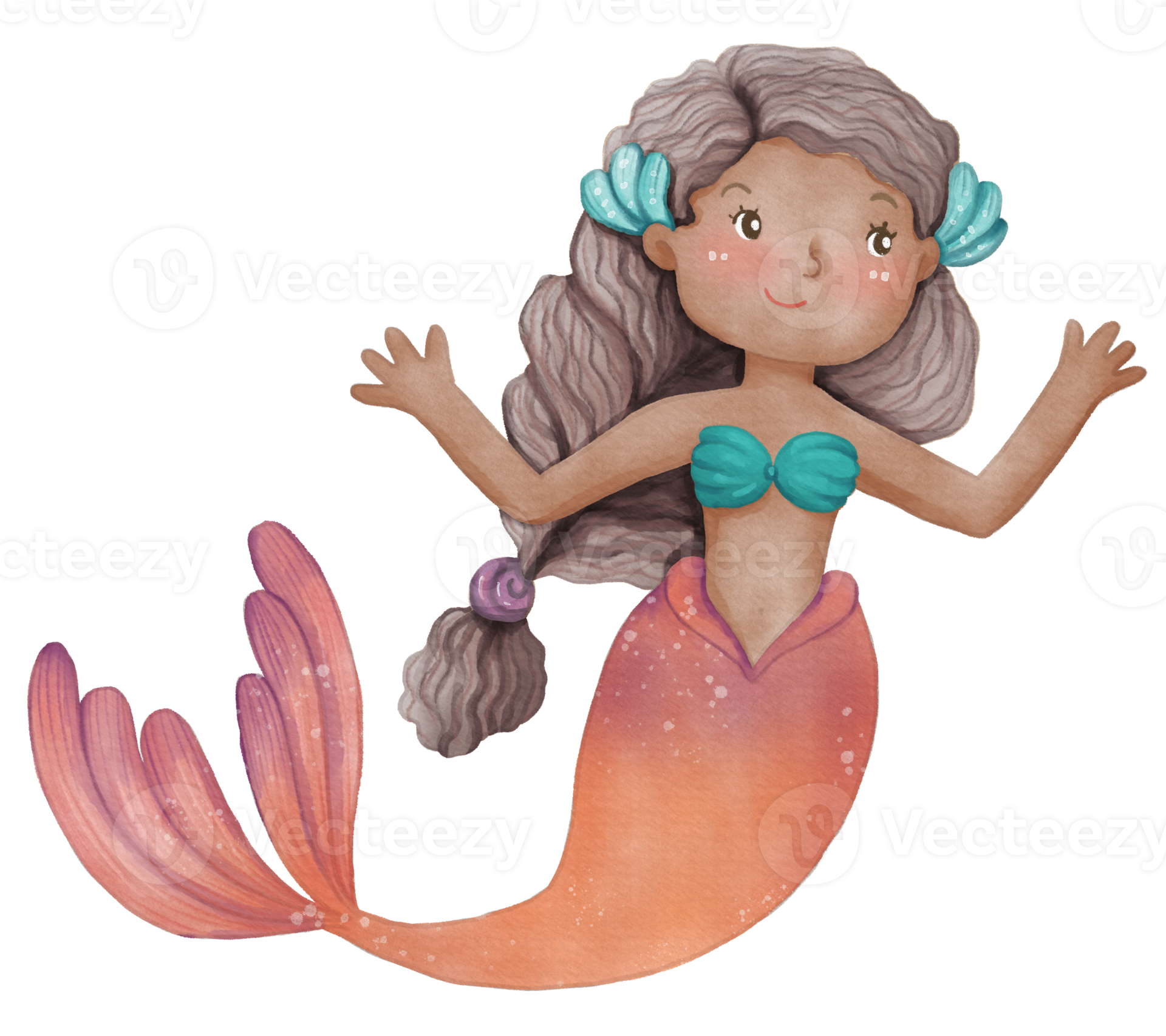 Watercolor Cute Mermaid Clipart, PNG 16626886 PNG