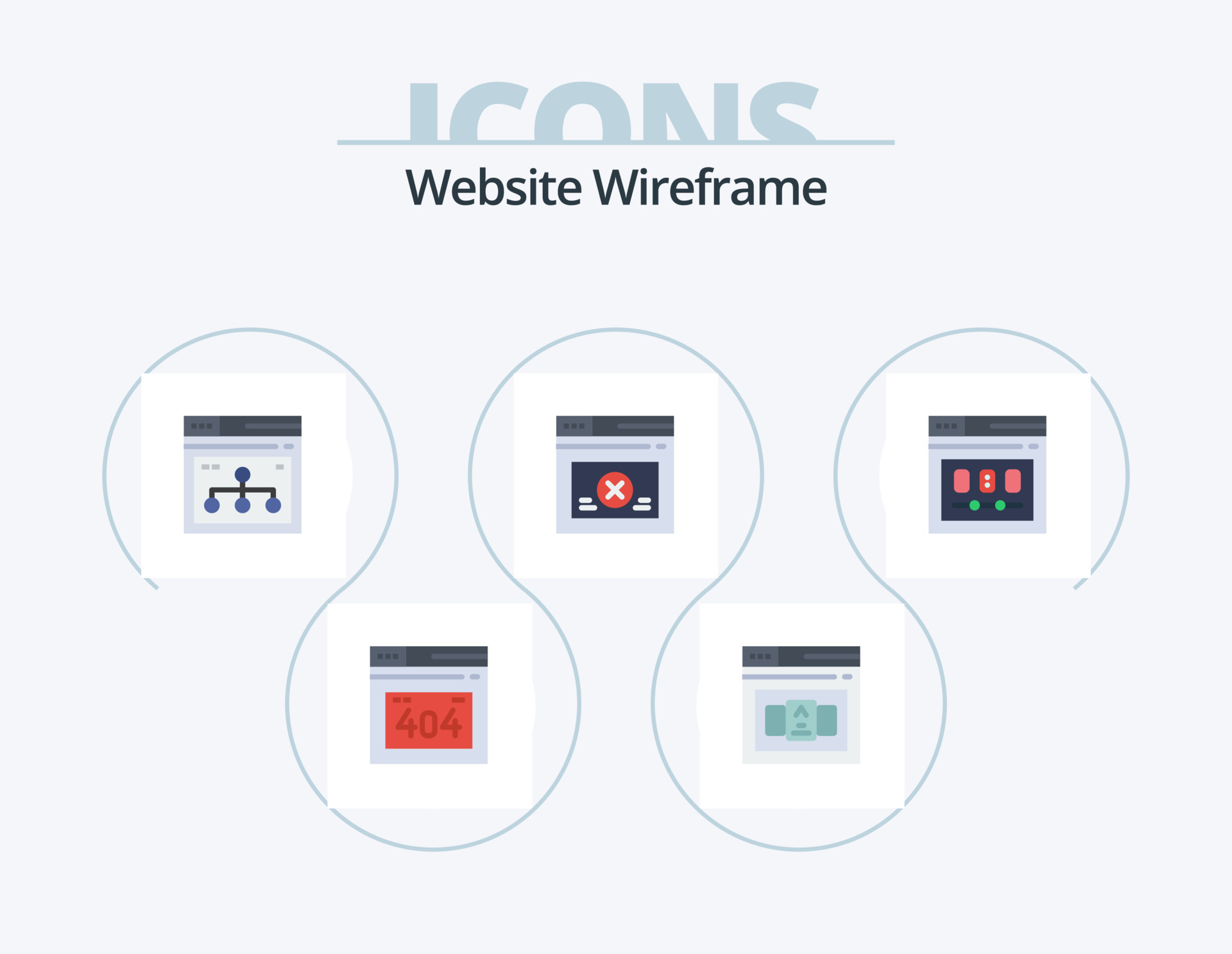 Website Wireframe Flat Icon Pack 5 Icon Design Template Browser Web Website Secure 16634578