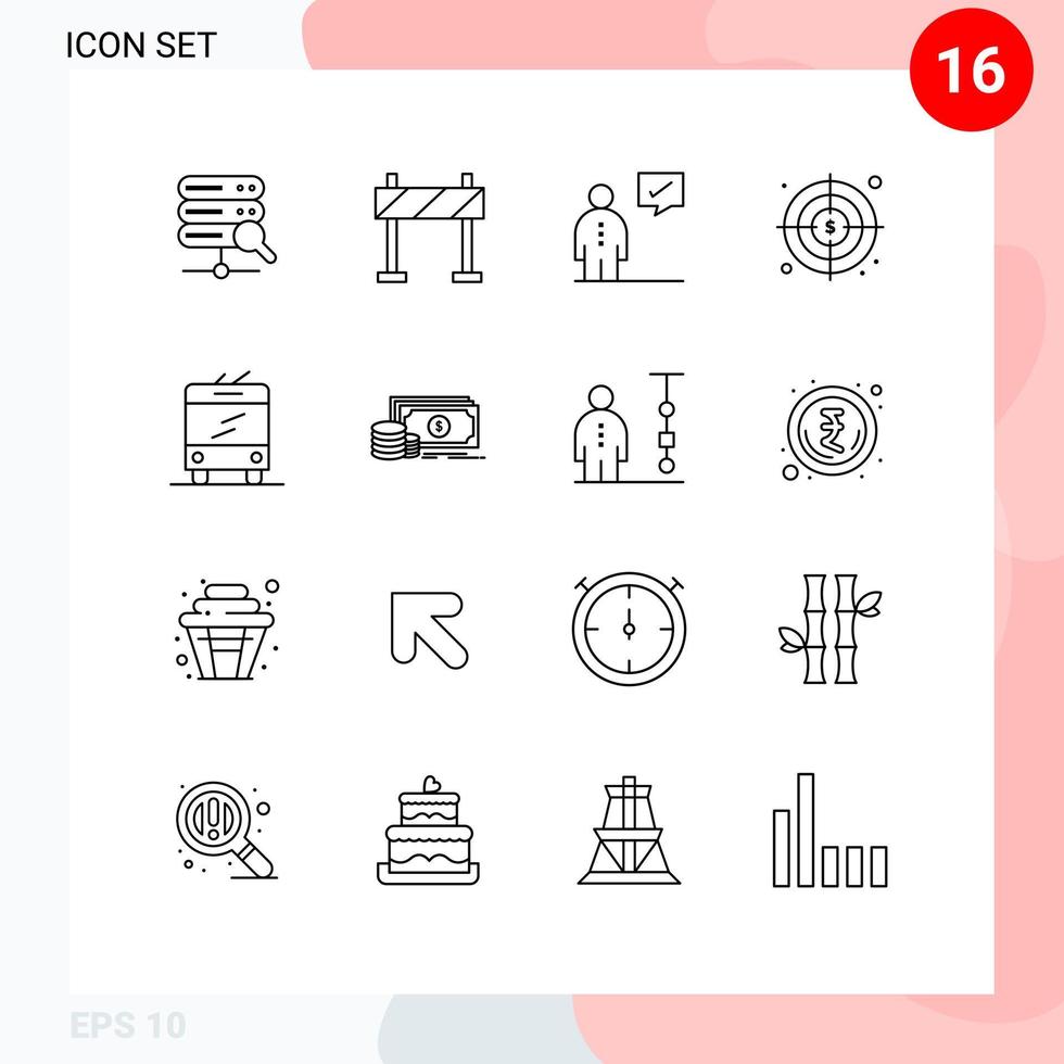 Stock Vector Icon Pack of 16 Line Signs and Symbols for finance trolley ...