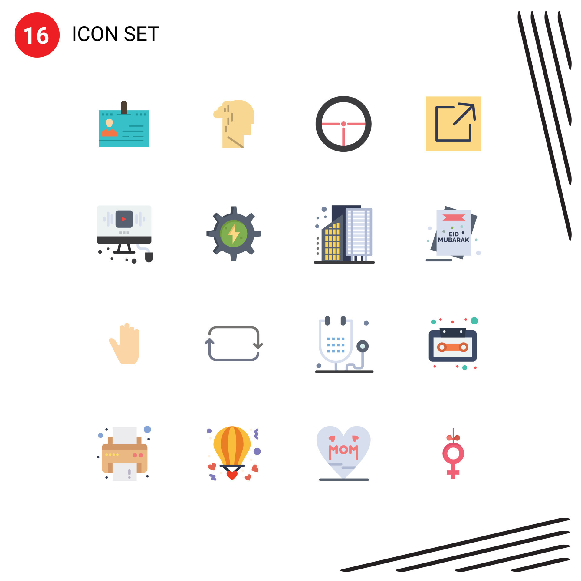 Set of 16 Modern UI Icons Symbols Signs for export soldier grief military army Editable Pack of ...