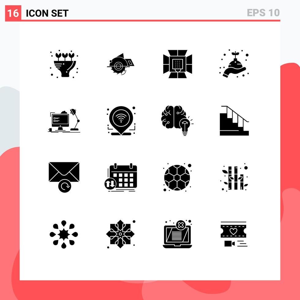 Stock Vector Icon Pack of 16 Line Signs and Symbols for workplace hand ...