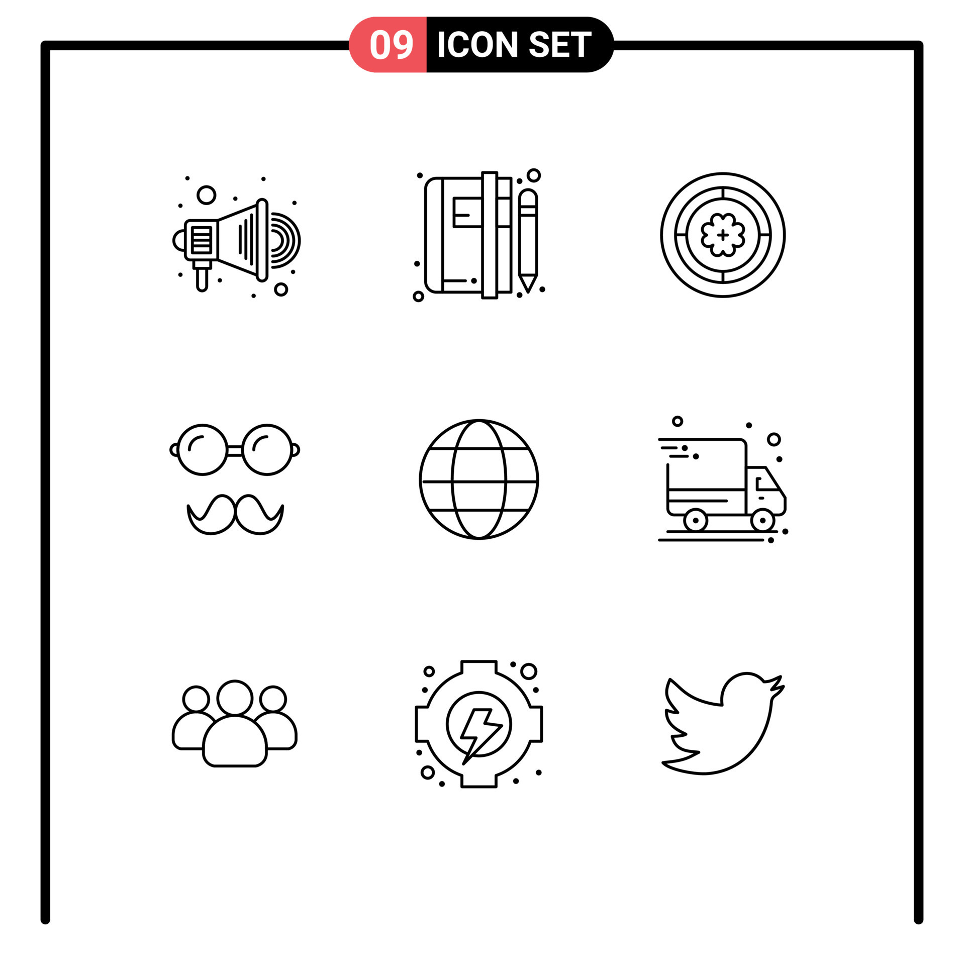 Universal Icon Symbols Group Of 9 Modern Outlines Of Internet Specs