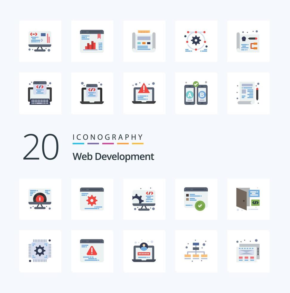 Paquete de 20 iconos de color plano de desarrollo web como codificación ... Paquete de 20 iconos de color plano de desarrollo web como codificación ...