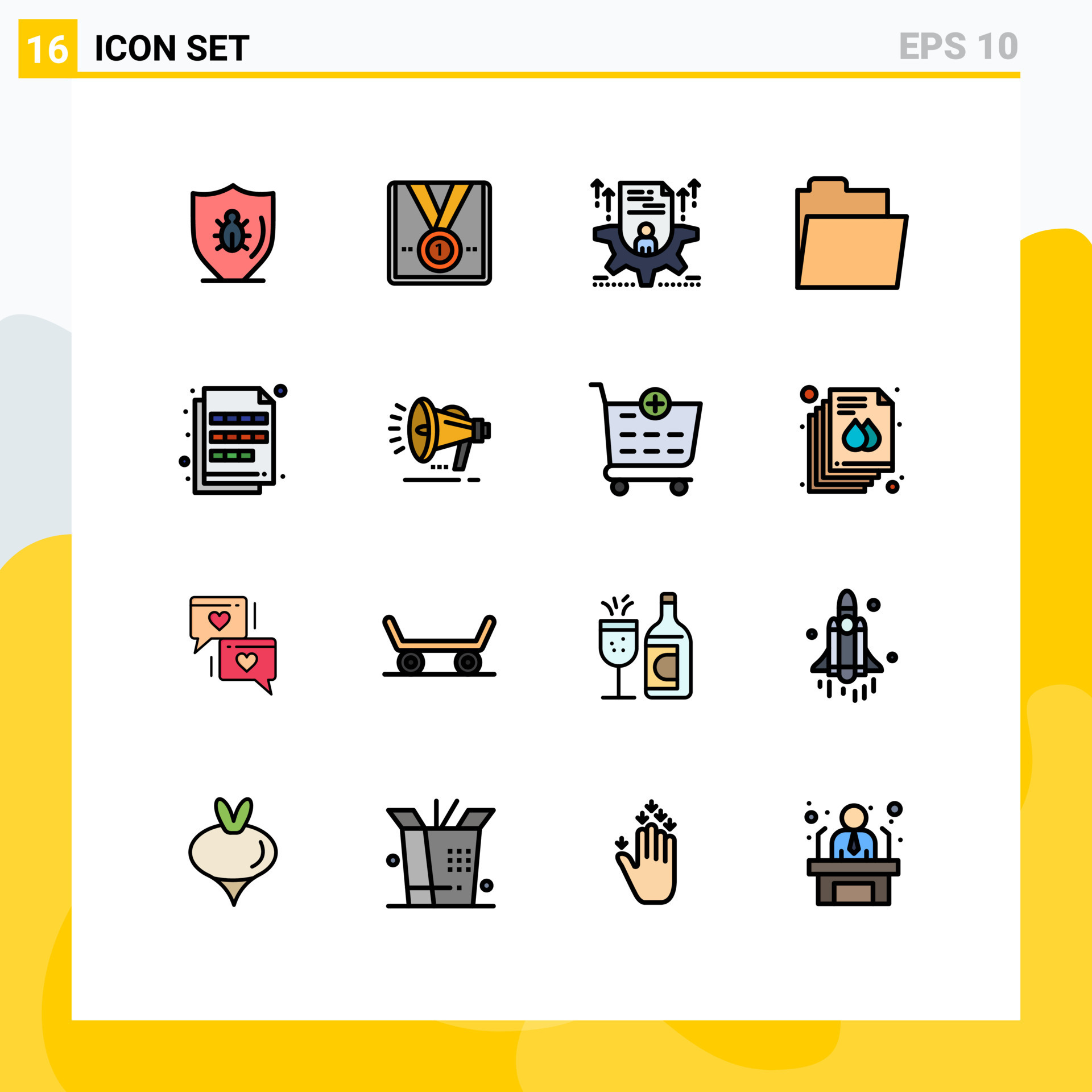 Set Of 16 Modern Ui Icons Symbols Signs For Open Files Winner Configure Profile Editable