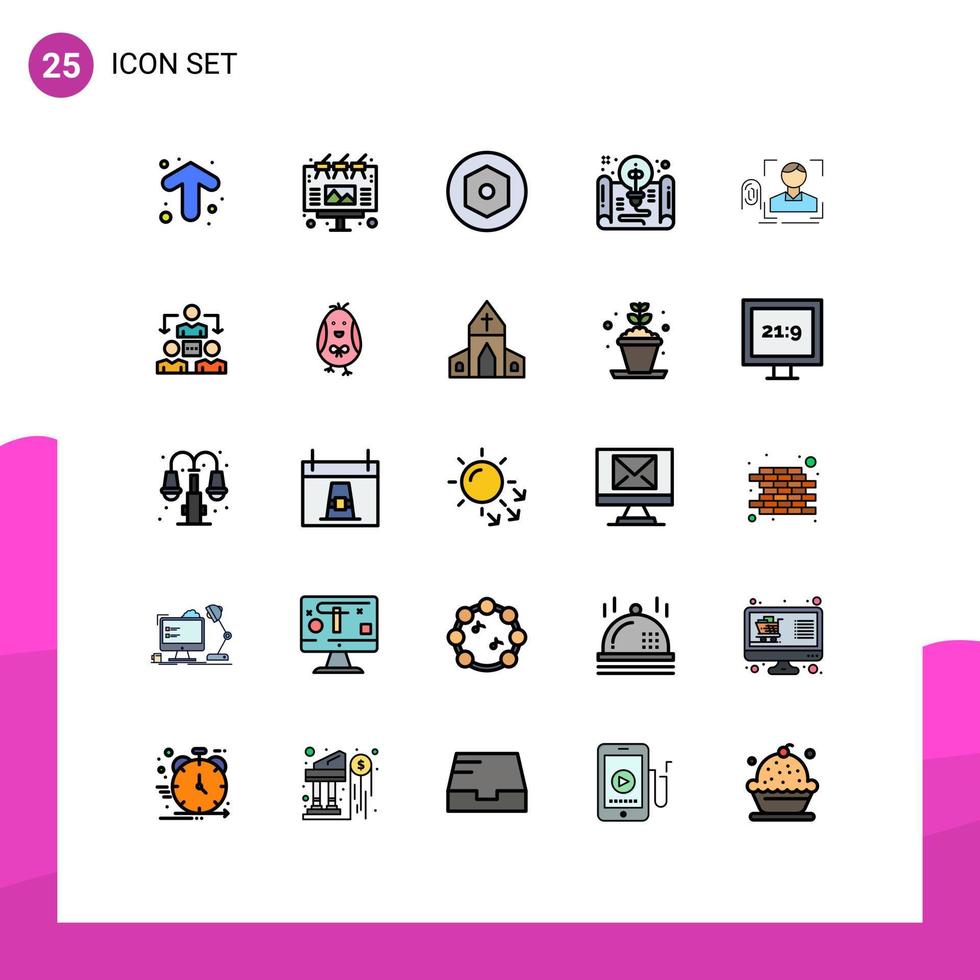 User Interface Pack Of 25 Basic Filled Line Flat Colors Of Fingerprint Idea Internal Form