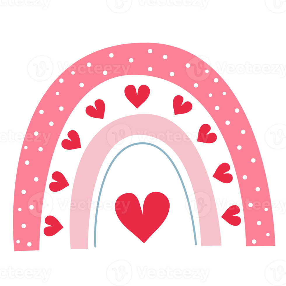Pink rainbow with heart Valentine Day 16637869 PNG