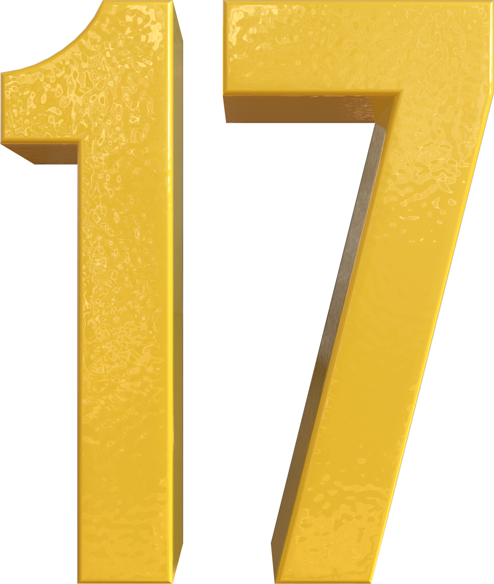 Number 17 Yellow Metal Paint 3D Render 16653010 PNG
