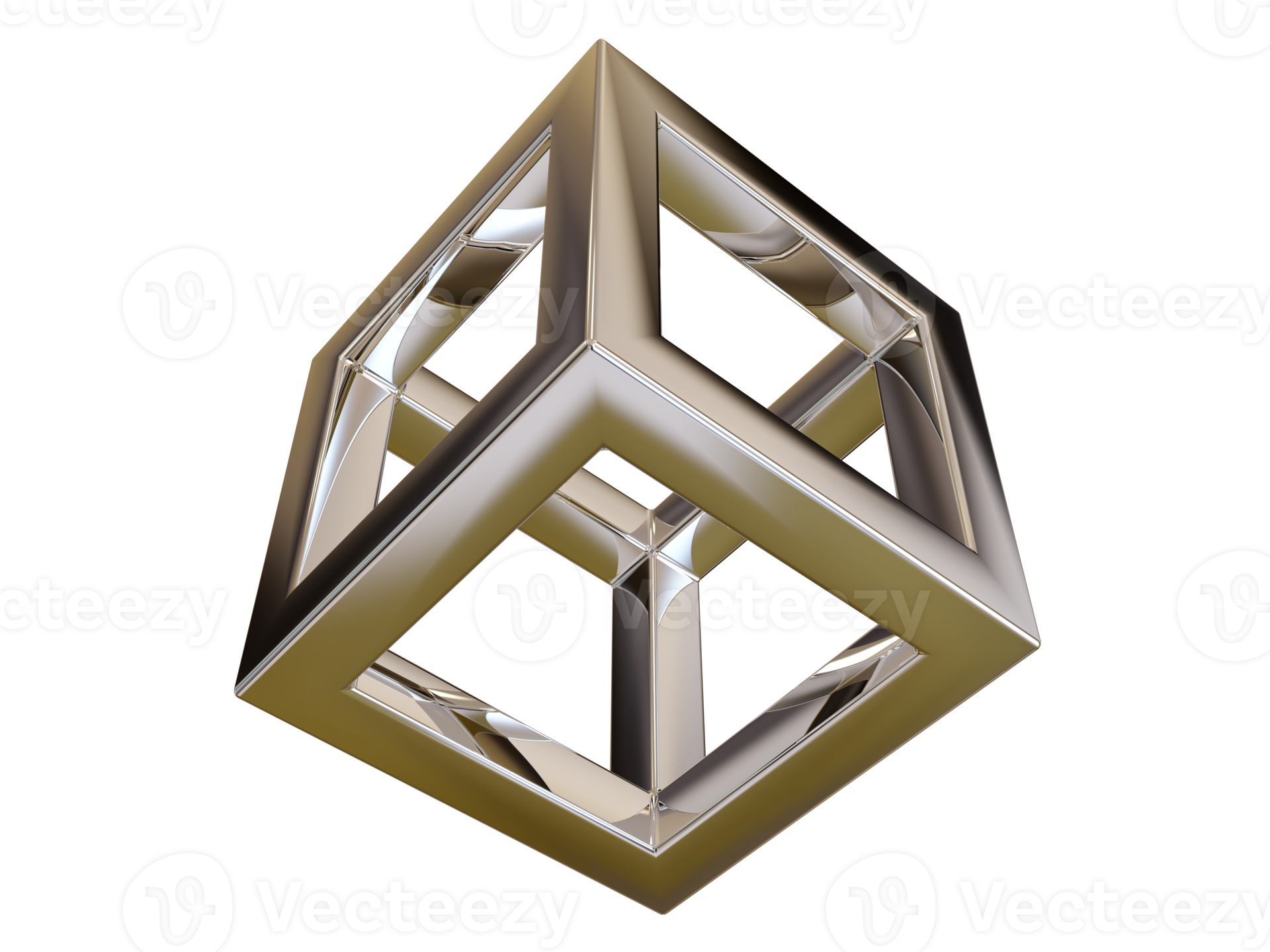 3d shape, metal geometric figure. 3d render. 16653784 PNG