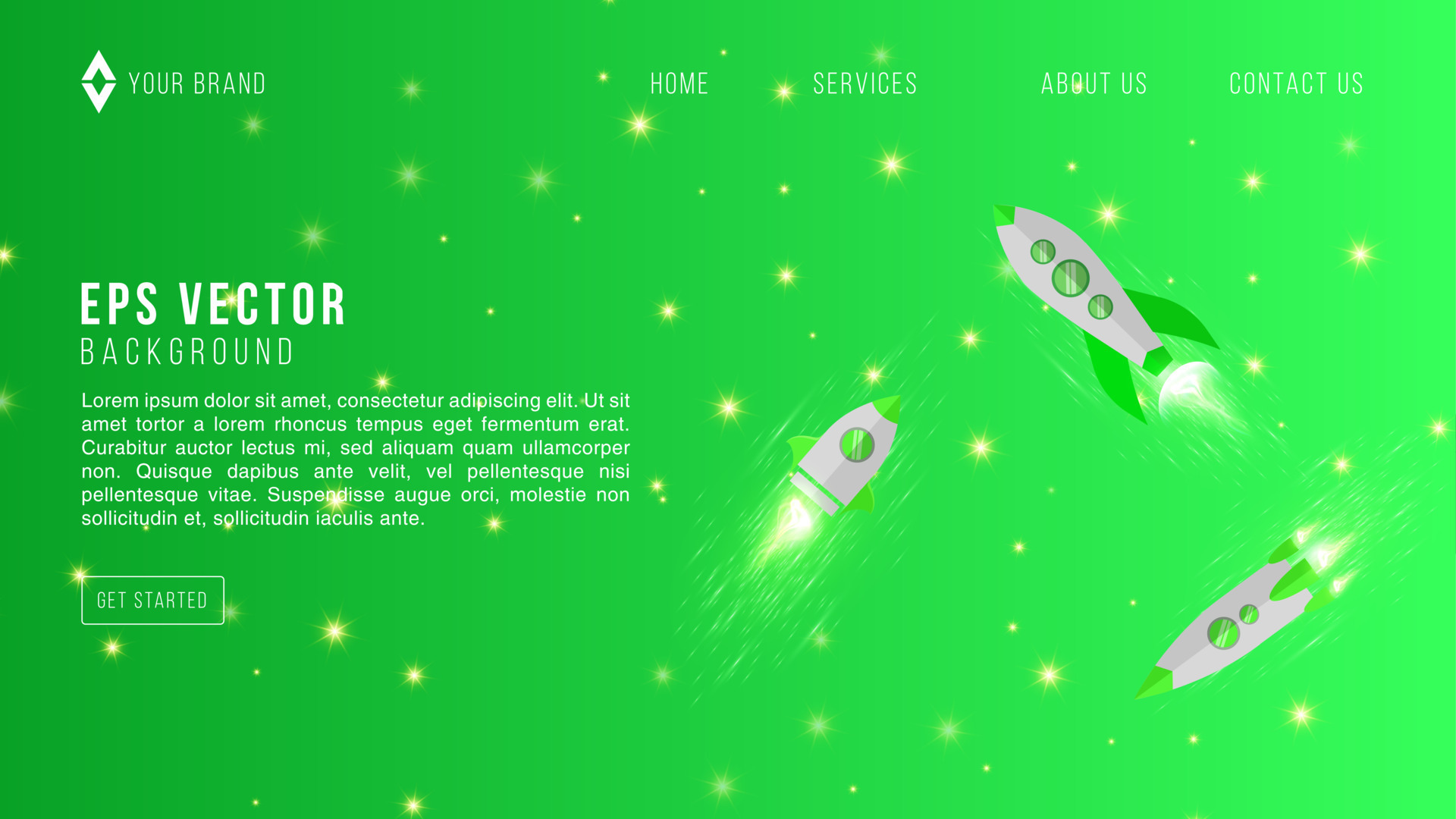 Light Green vector layout with cosmic stars web page design. Blurred ...