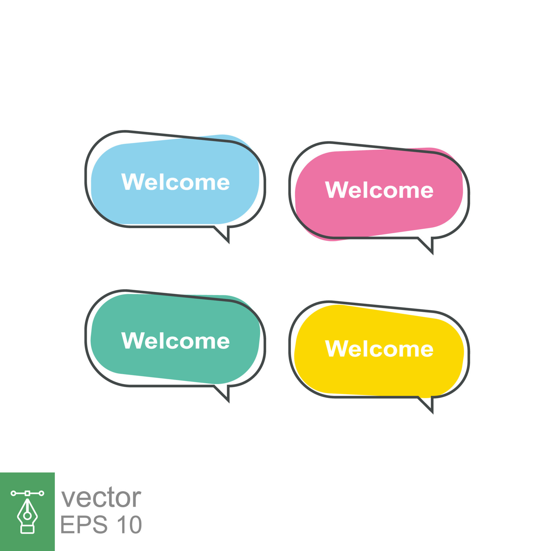 Welcome bubble speech. Simple flat style. Talk, dialog banner set ... Welcome bubble speech. Simple flat style. Talk, dialog banner set ...