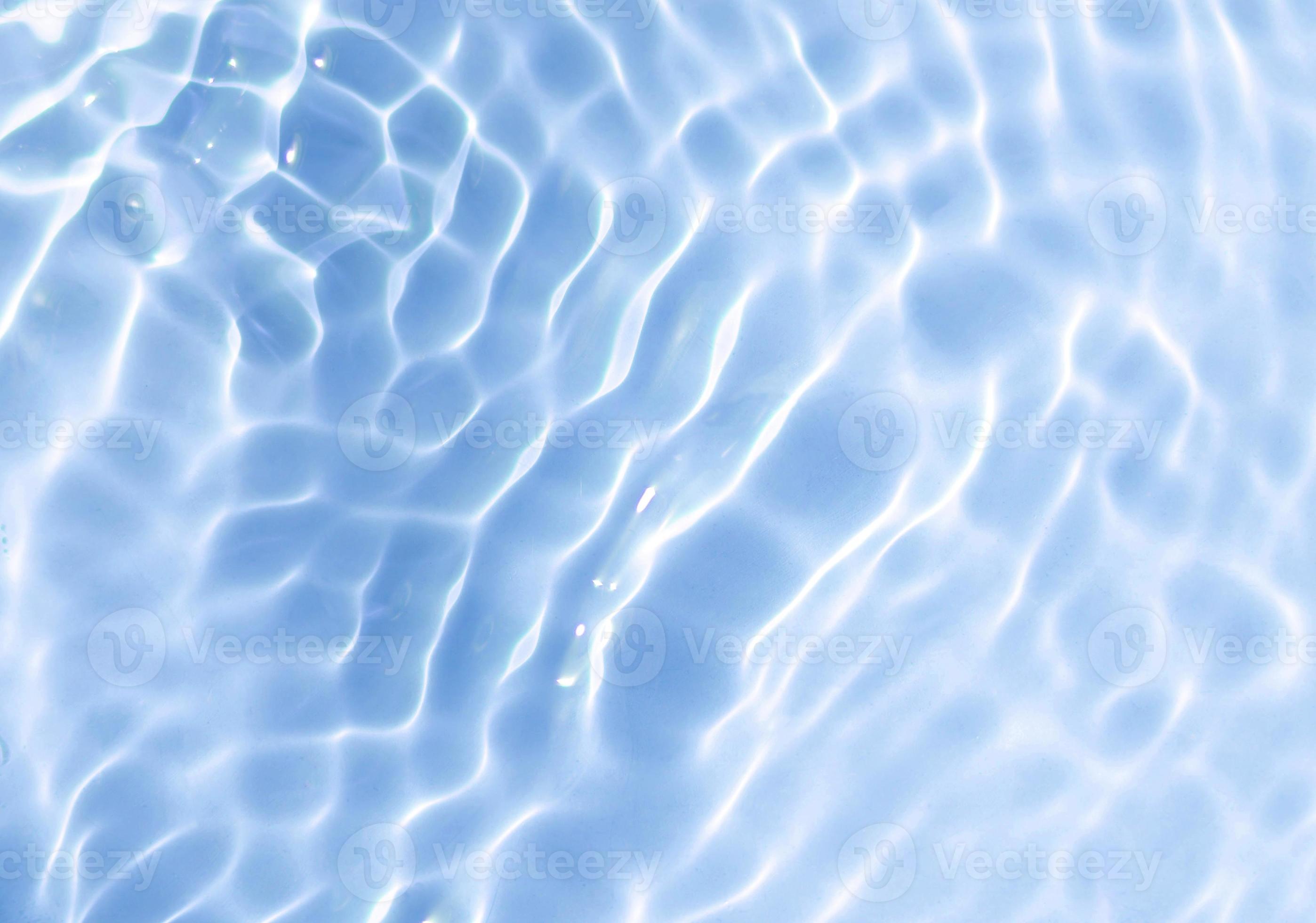 Realistic natural water wave overlay for background, blurred transparent blue colored water ...