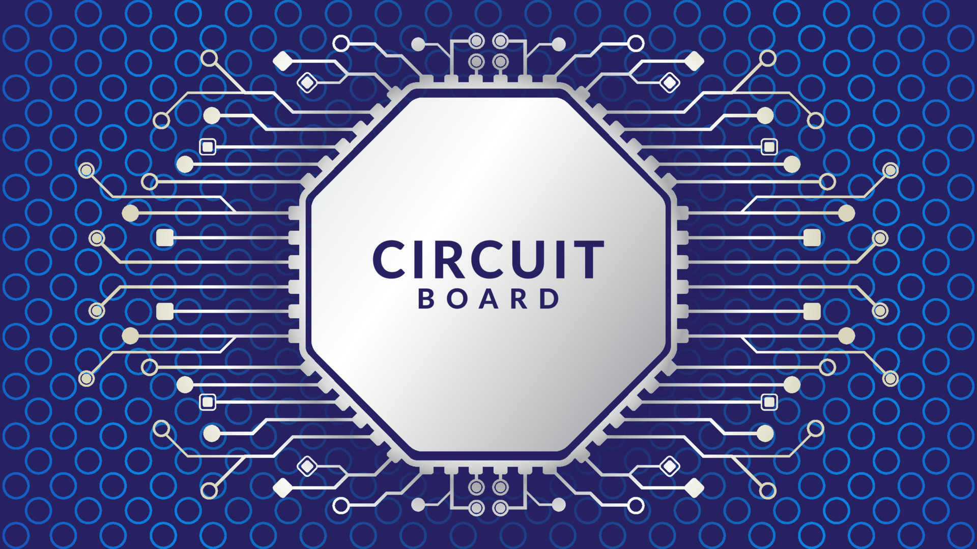 Octagonal Microchip Processor With Circle Ring Texture On The Blue