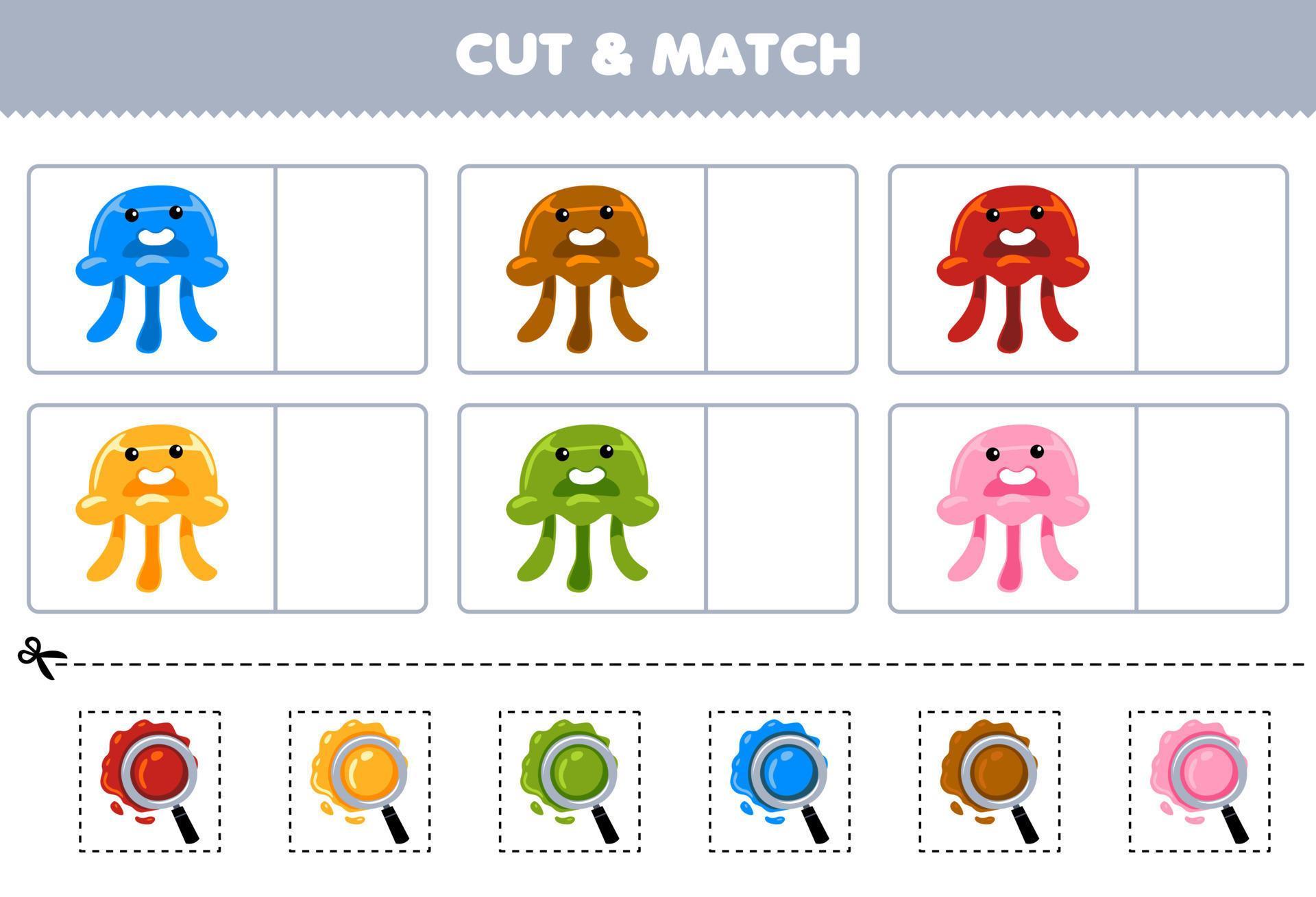 Education game for children cut and match the same color of cute ...