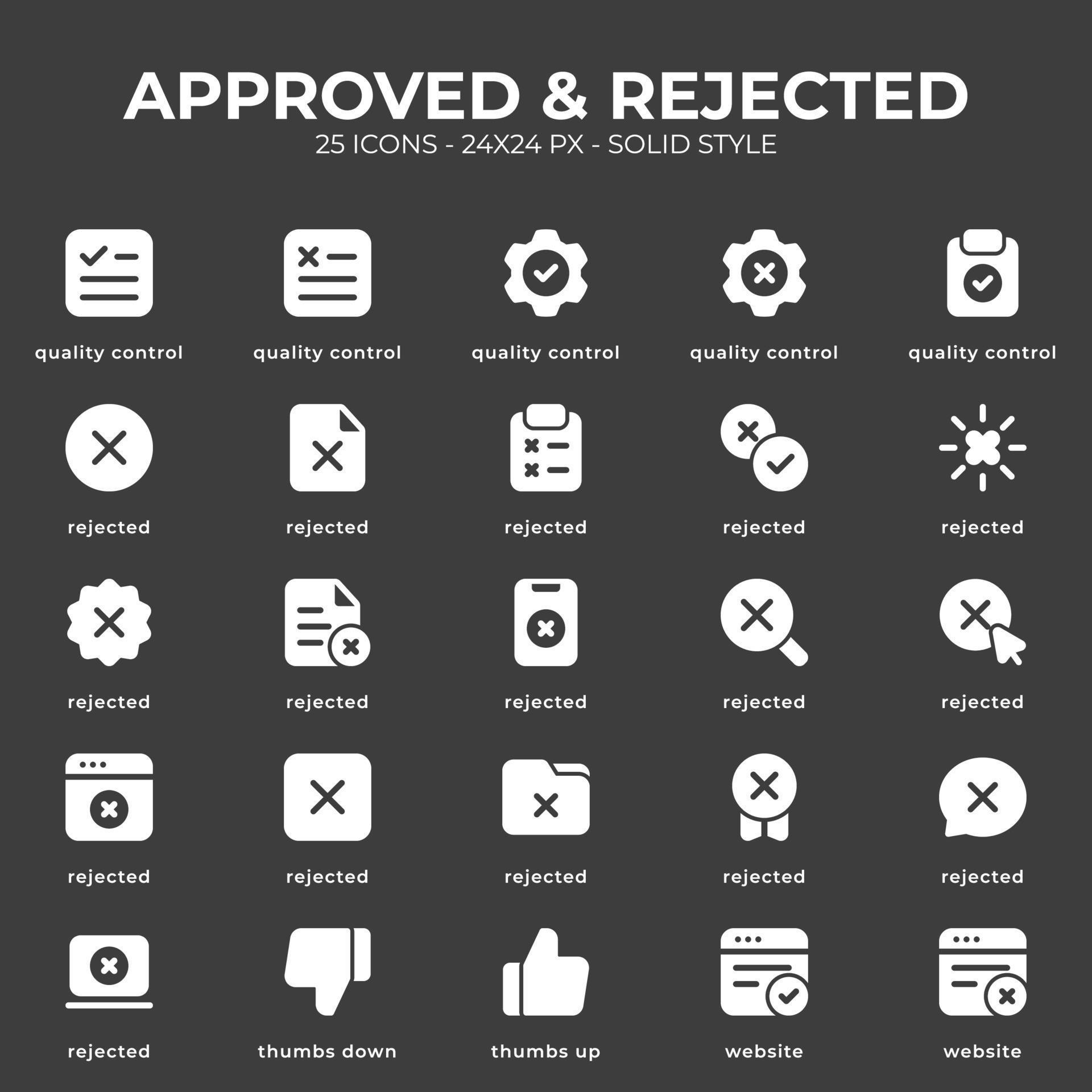 Approved and Rejected Icon Pack With White Color 16664738 Vector Art at Vecteezy
