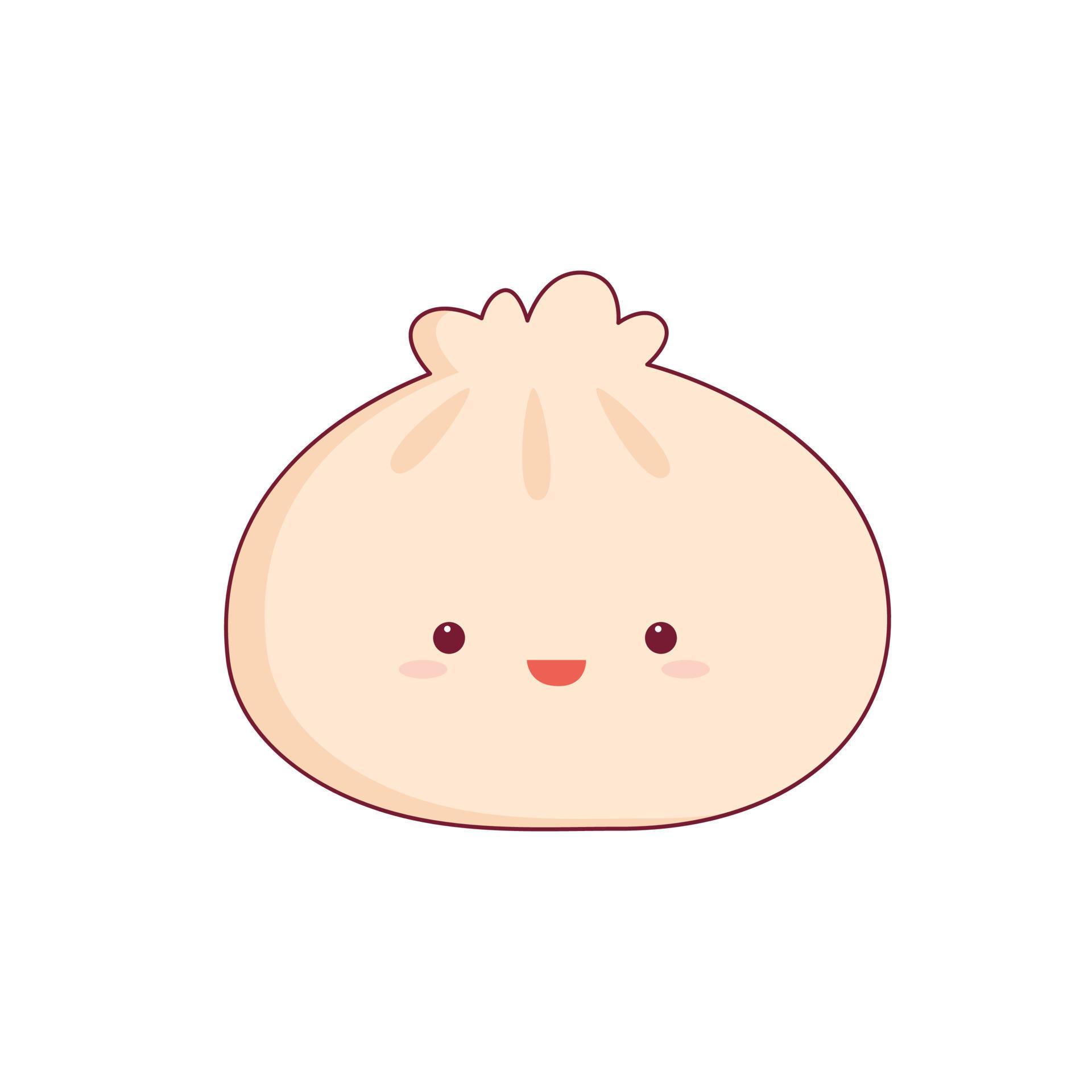 Cute Happy Smiling Dim Sum Vector Flat Cartoon Character Illustration