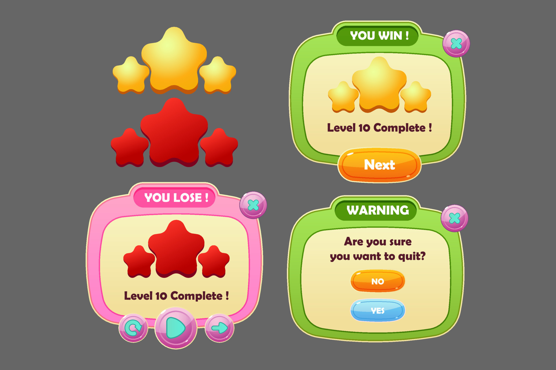 Cute and fresh game ui for mobile or windows with green and pink color 16666268 Vector Art at ...