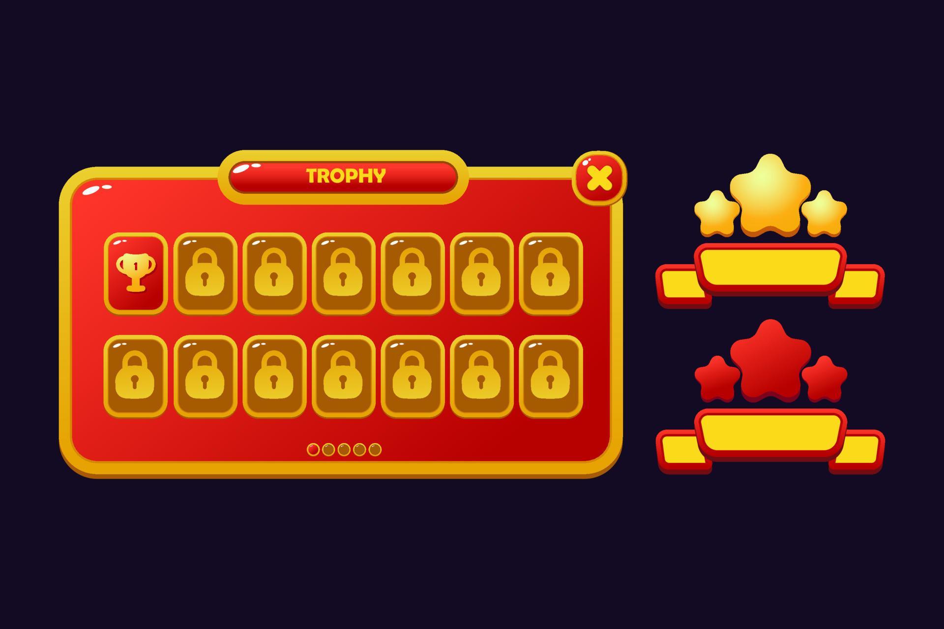 Set Of Game Assets Menu Buttons Popup Screens And Settings Buttons Red And Yellow 16666281