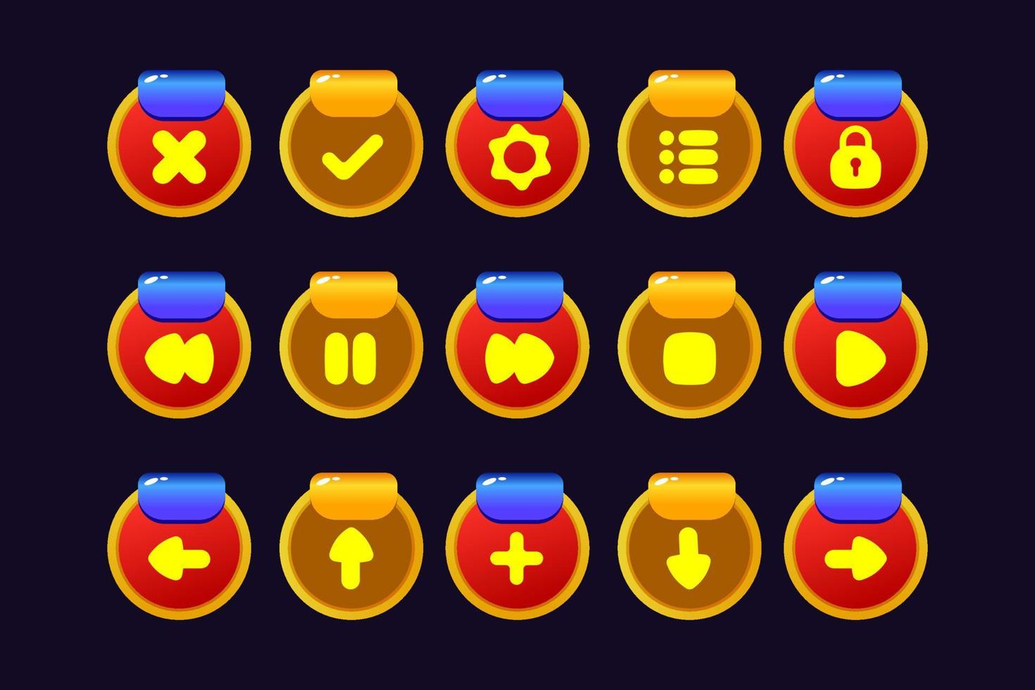 Design for complete set of level button game popup icon window and ...